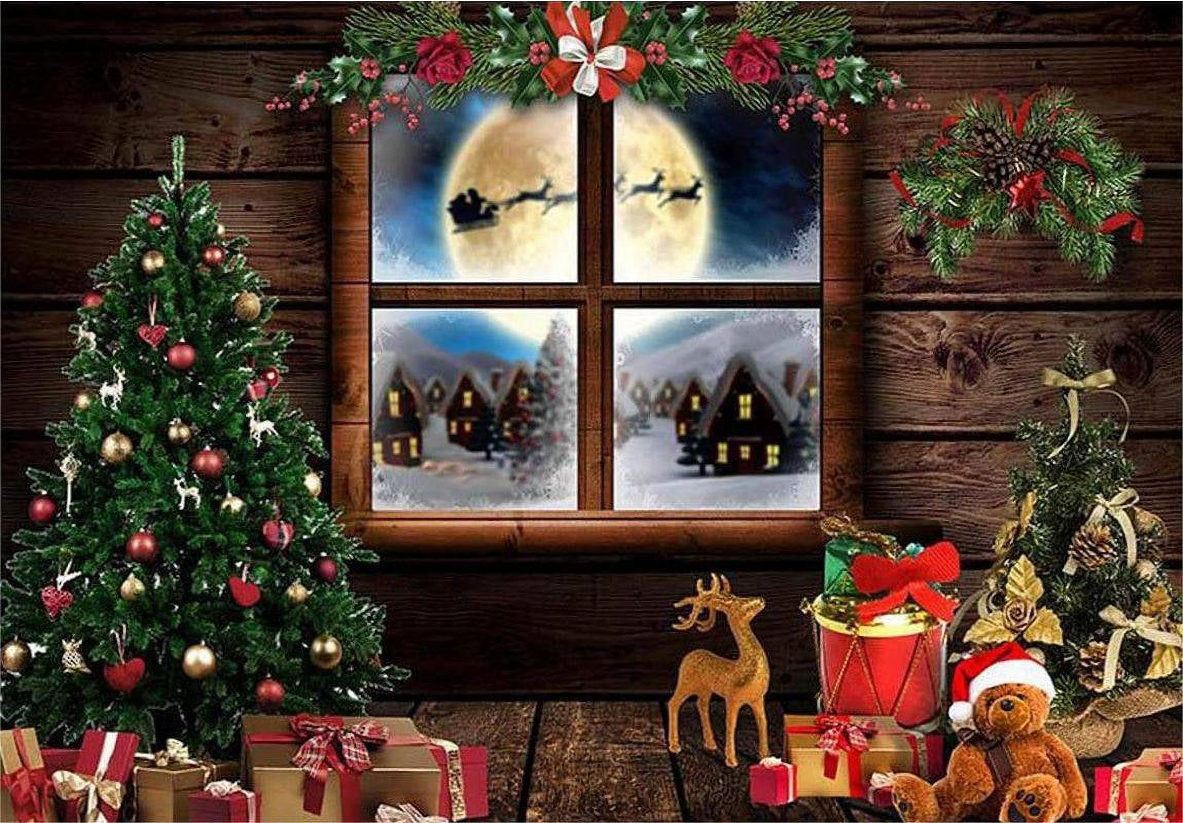 Window Snow Scene Backdrop Winter Wonderland Forest Background for ...