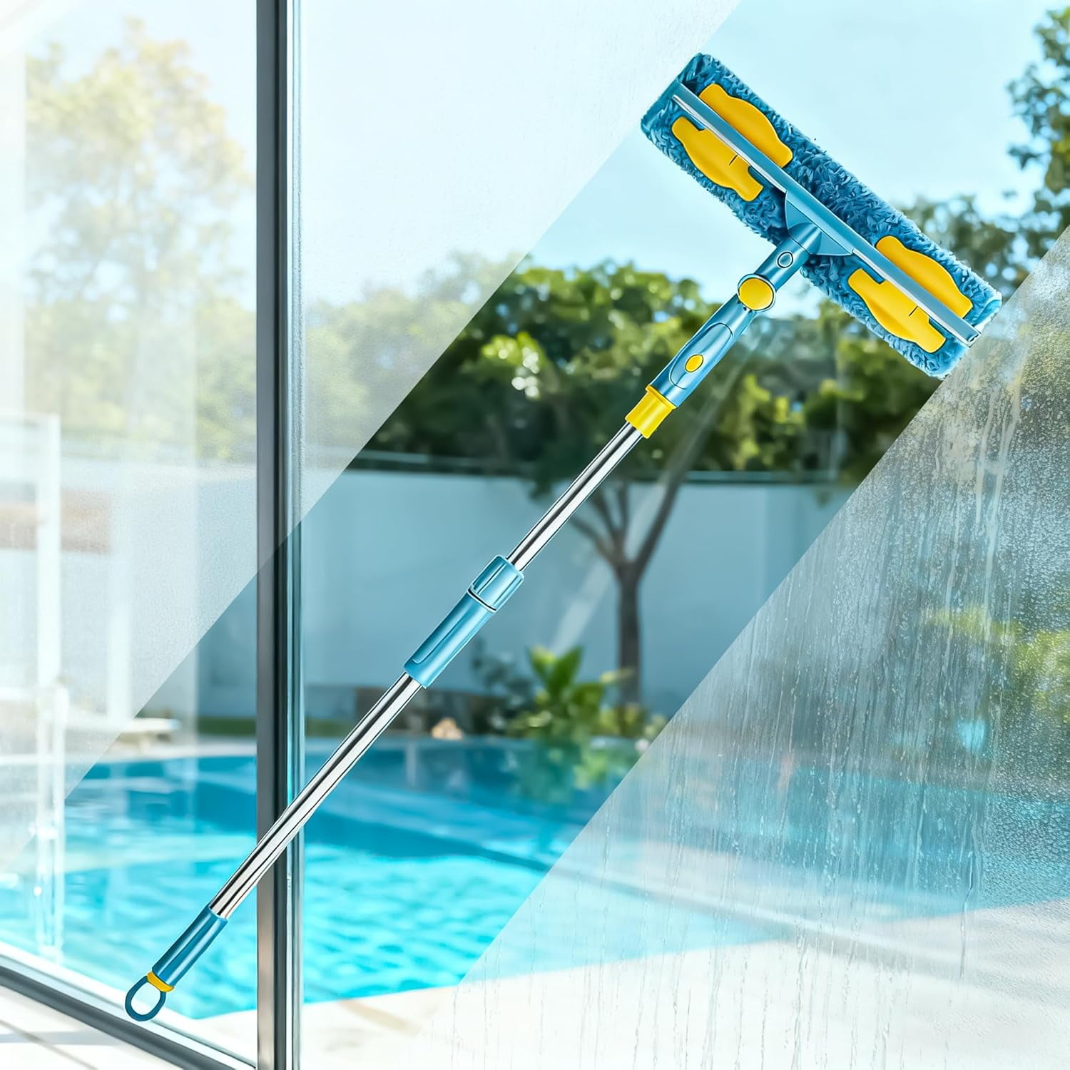Window Squeegee, 2-in-1 Window Cleaner with 60" Extension Poles, Window ...