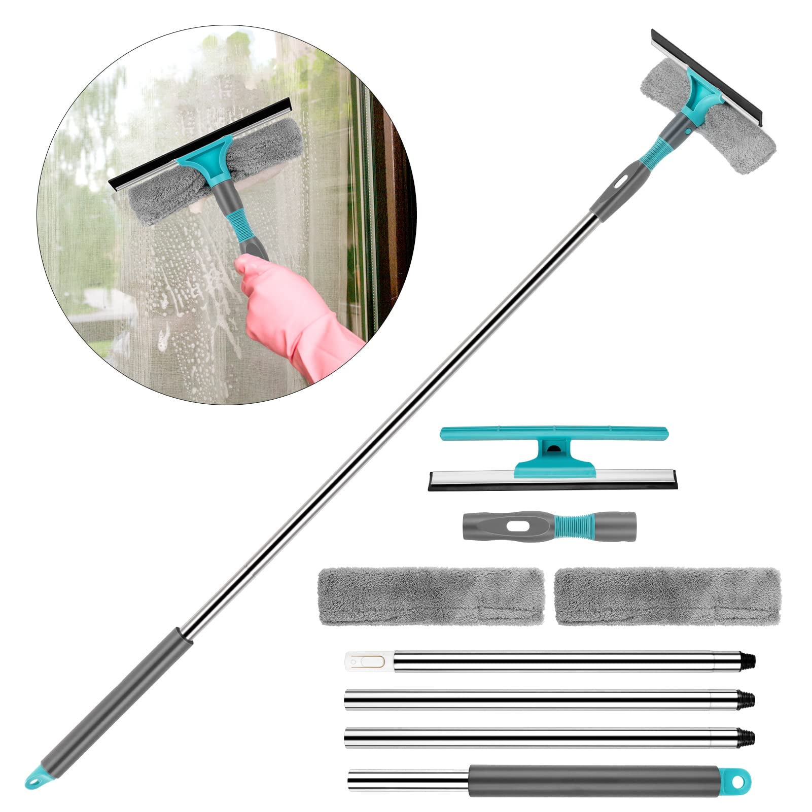 Window Squeegee Cleaner, 2 in 1 Window Cleaning Tool with Stainless ...