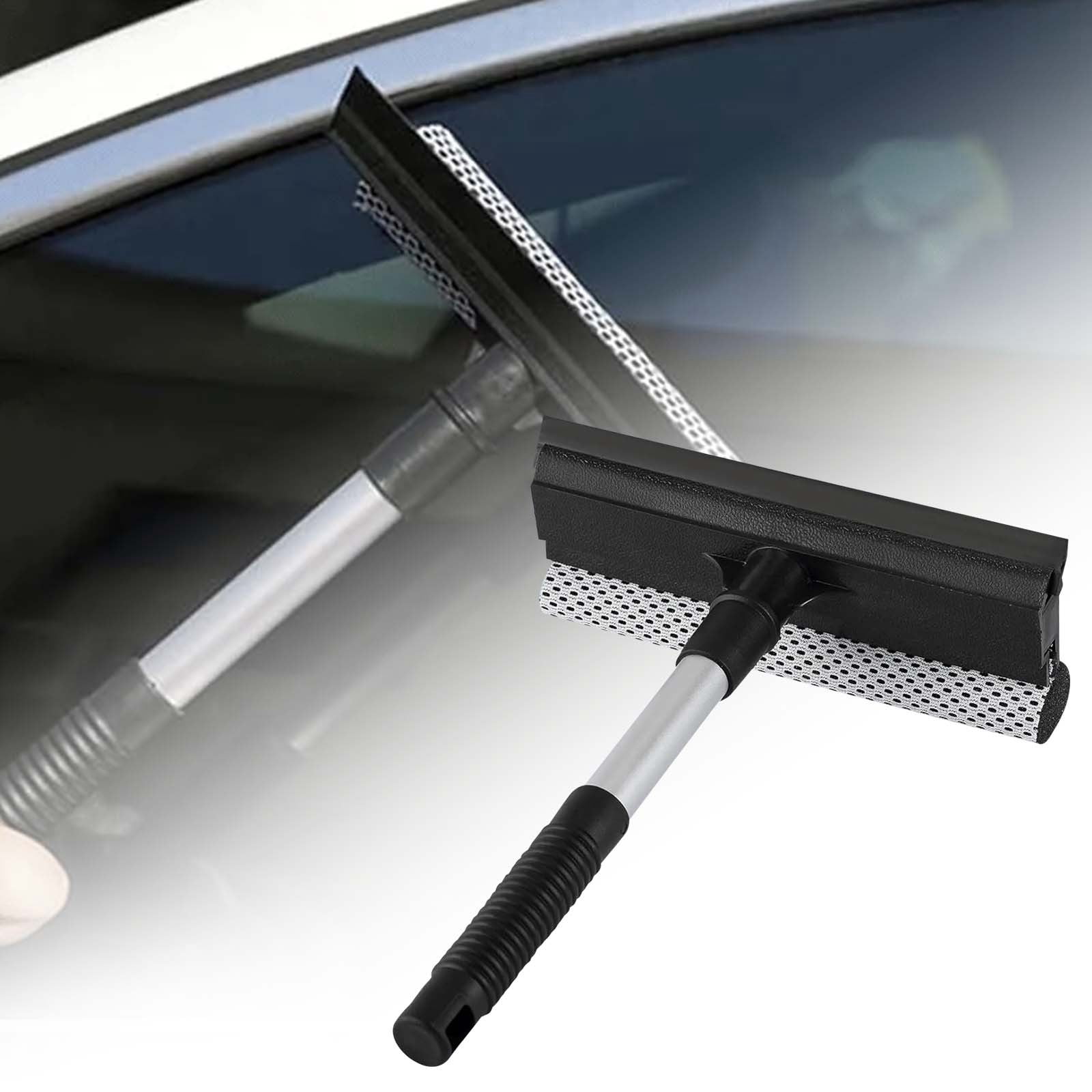 Window Squeegee Cleaning Tool, Extendable Aluminum Handle, 2 in 1 Window Cleaning Car Squeegee ...