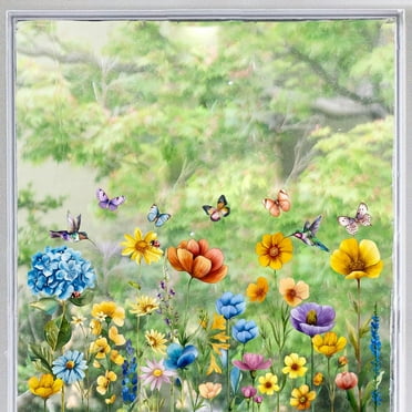 4 Styles 6.3x6.3 Inch Spring Summer Flower Window Clings Sticker ...