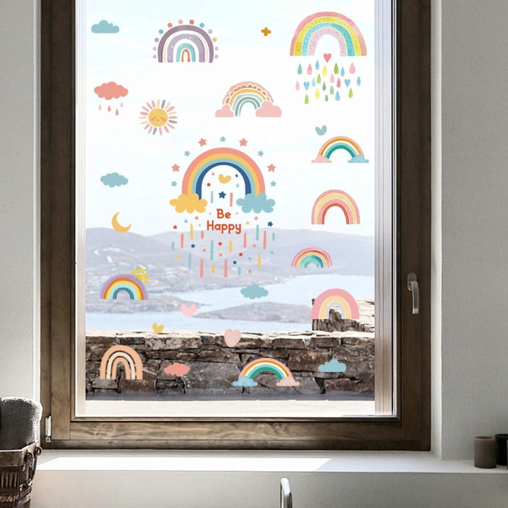 Window Static Clings Stickers Decal 7.9"x11.8" 6 Sheets with 70PCS ...