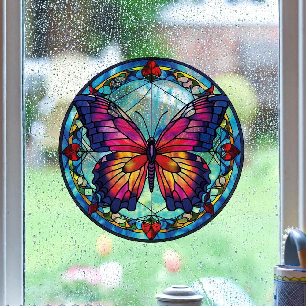 Window Stickers Hummingbird Static Glass Clings Window Decals Flower ...