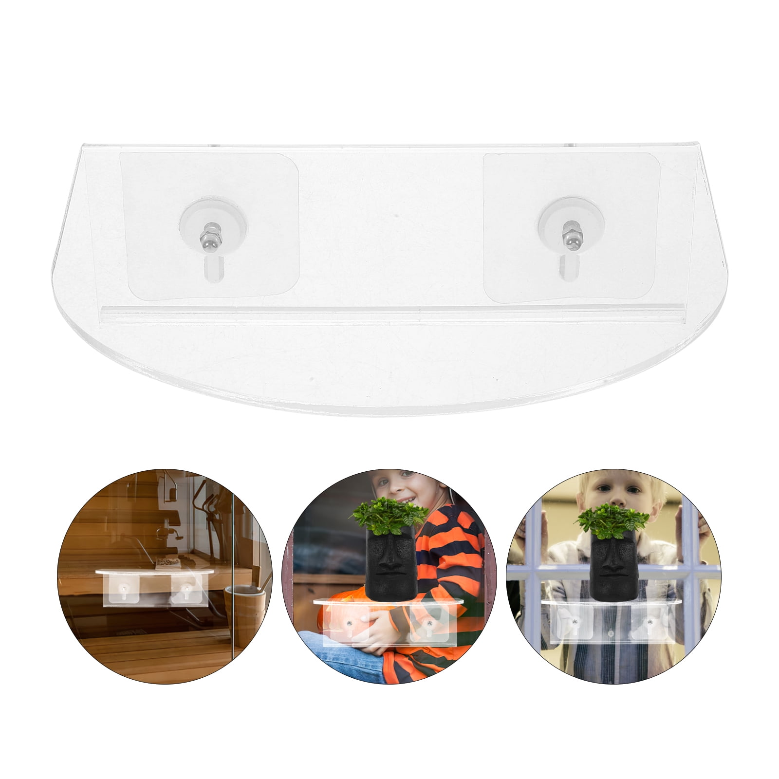 Window Shower Mount Glass Storage Shelf Organizer Suction Cup Drink ...
