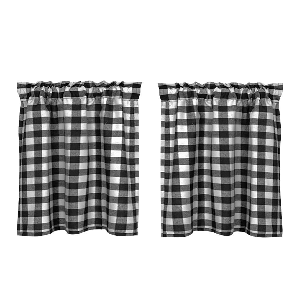 Window Tiers Curtains Valances for Kitchen Lattice Top Half Curtain ...
