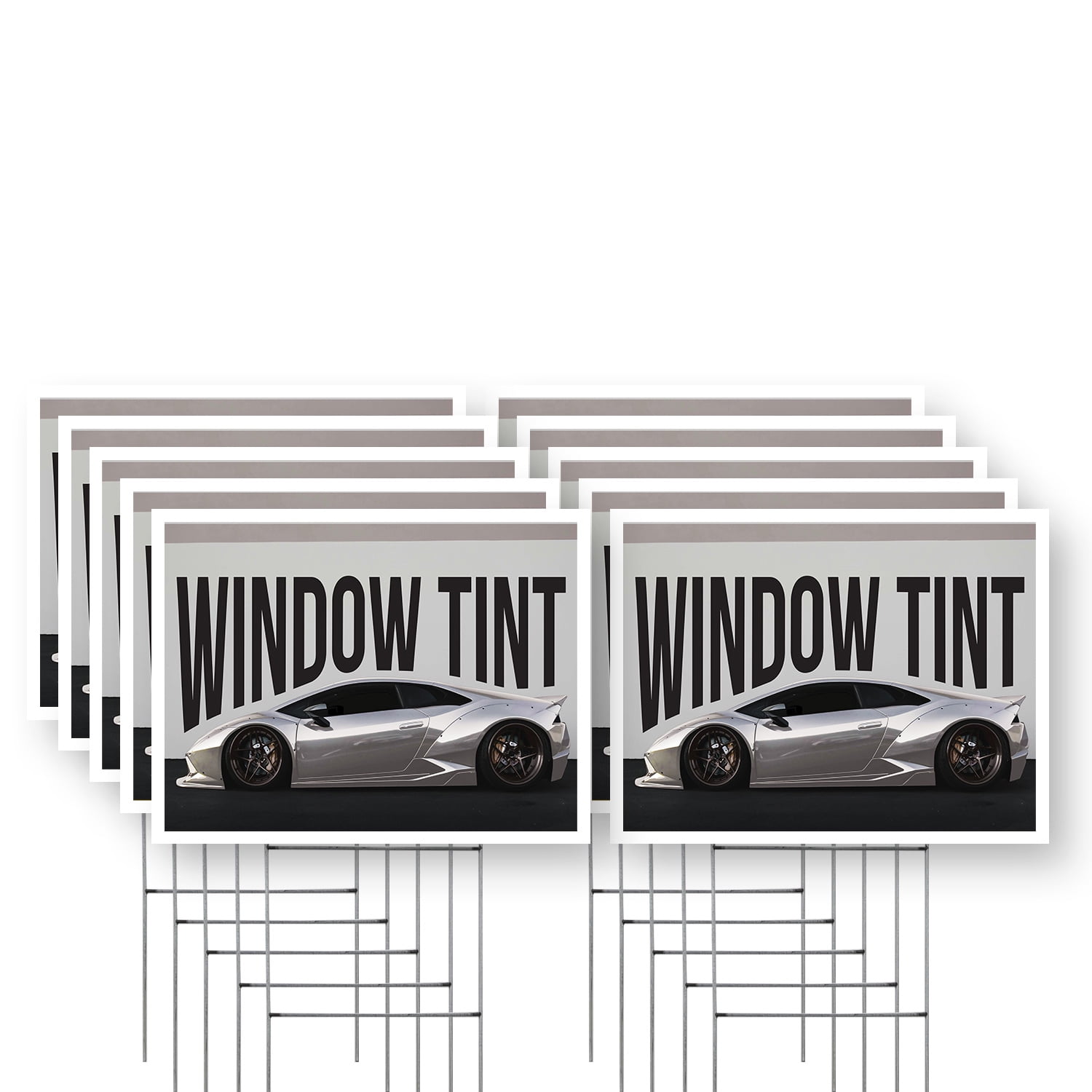 Window Tint Yard Sign 10 Pack of 12 Inch x 16 Inch Single Sided ...