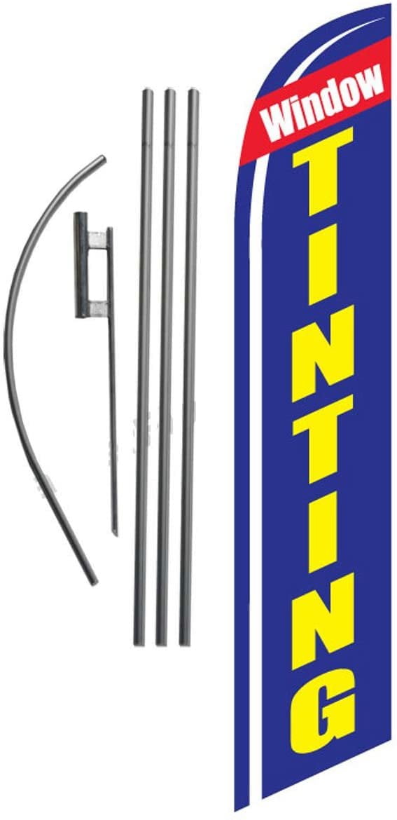 Window Tinting 15ft Feather Banner Swooper Flag Kit - INCLUDES 15FT ...
