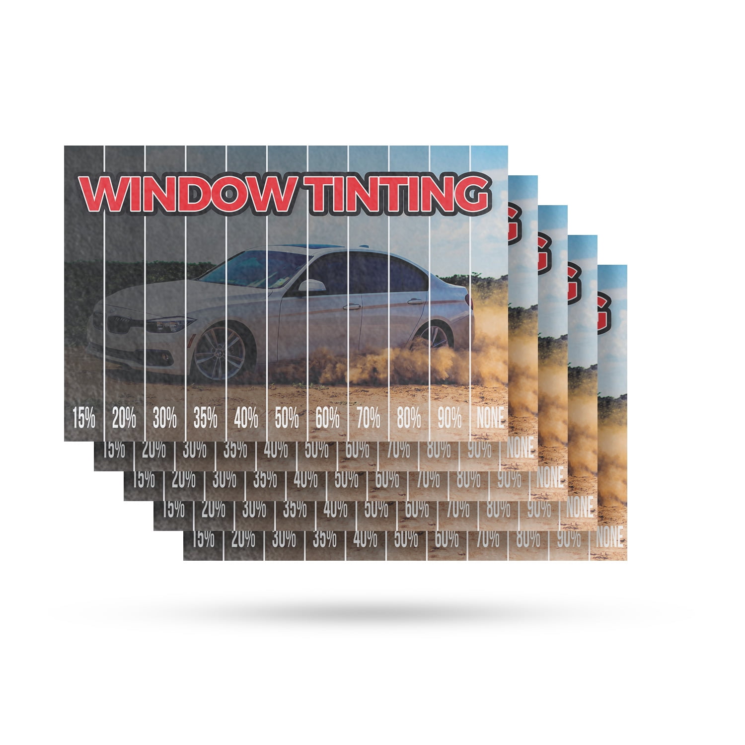 Window Tinting Percentage Vinyl Decal 5 Pack of 18 Inch x 24 Inch ...