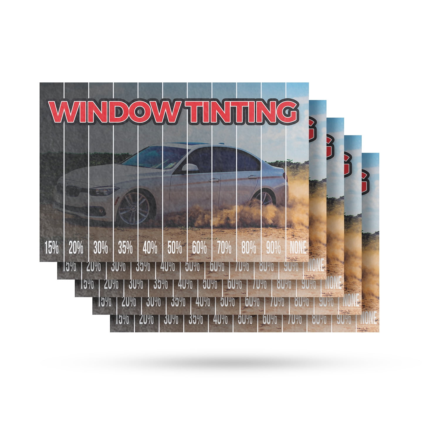 Window Tinting Percentage Vinyl Decal 5 Pack of 24 Inch x 36 Inch ...