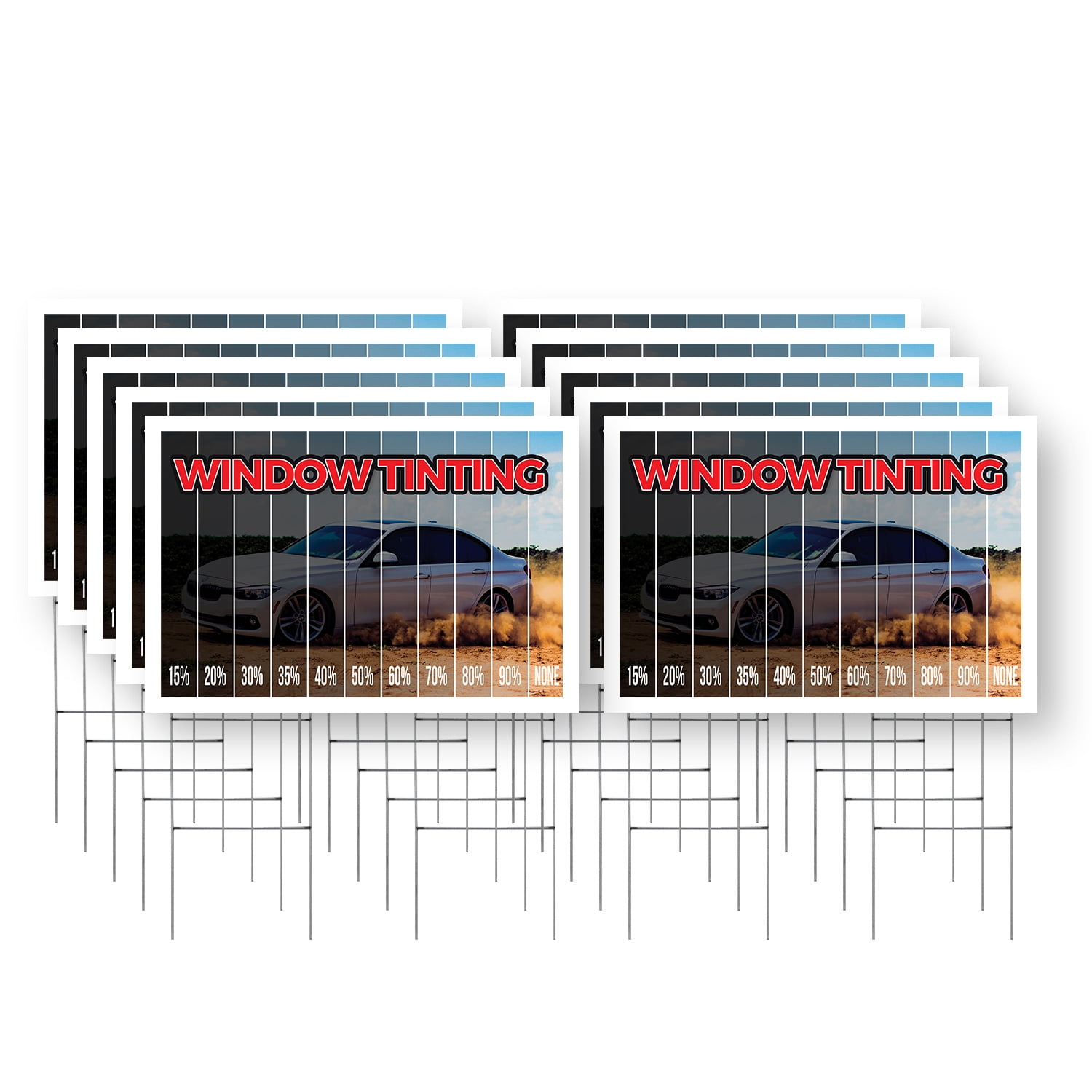 Window Tinting Percentage Yard Sign 10 Pack of 24 Inch x 36 Inch Double ...