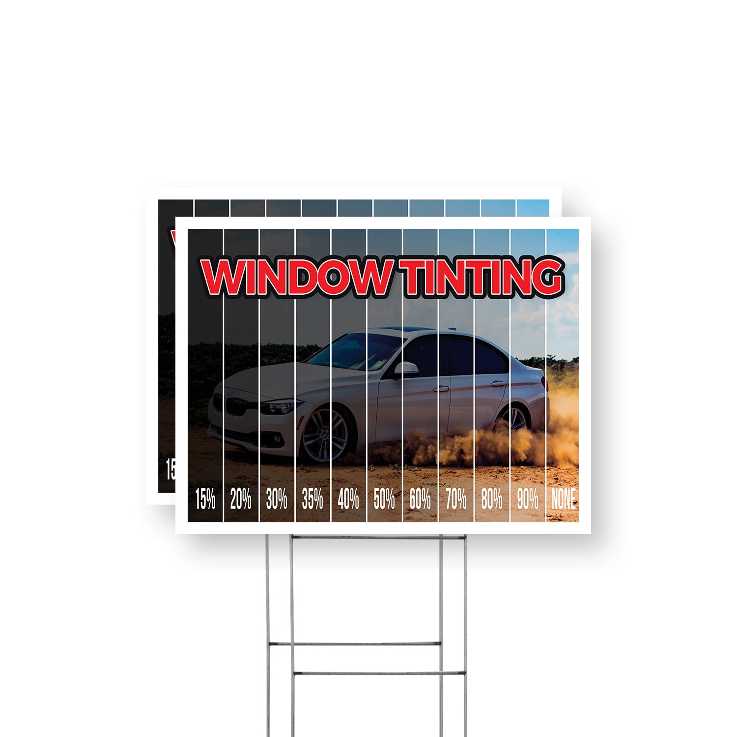 Window Tinting Percentage Yard Sign 2 Pack of 12 Inch x 16 Inch Double ...