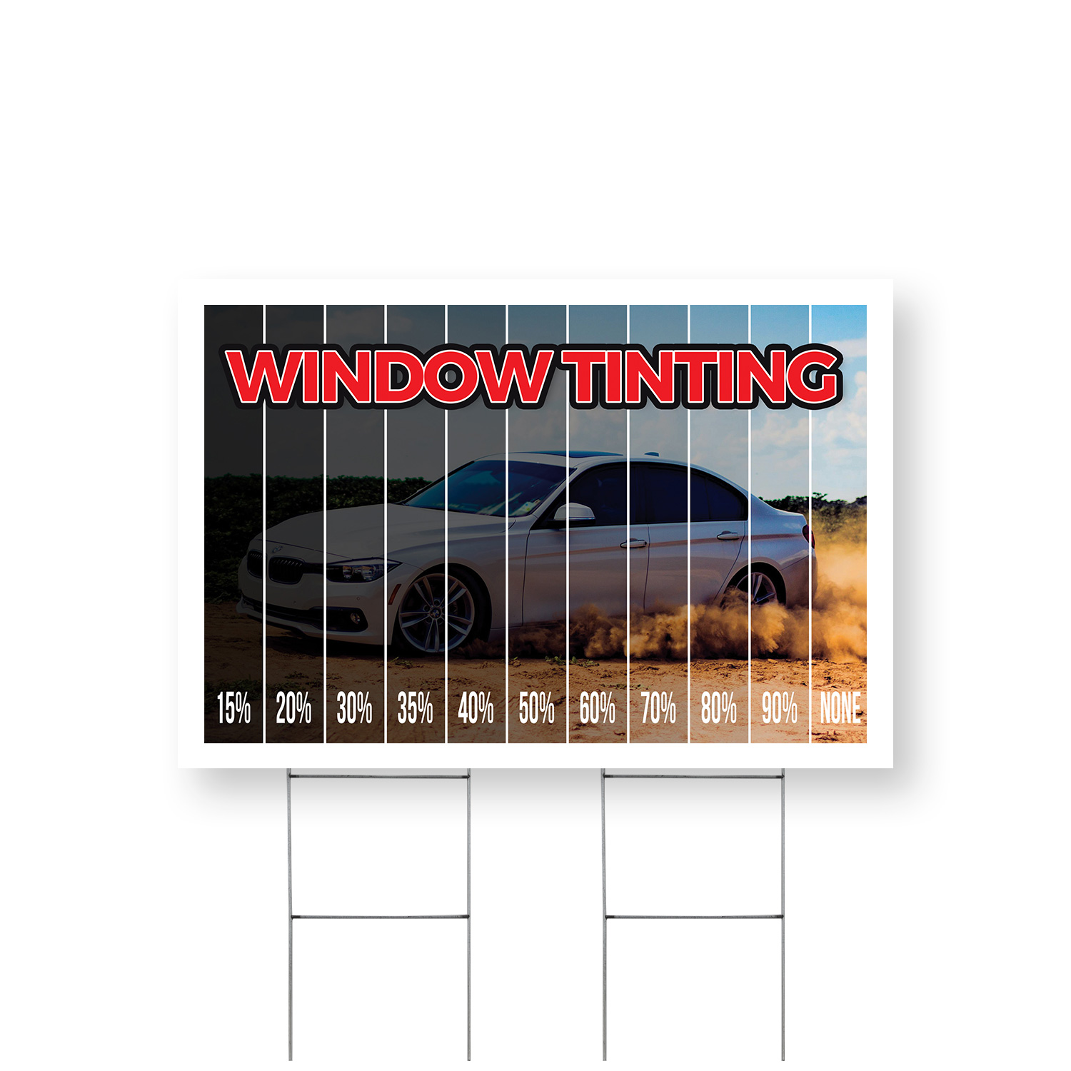 Window Tinting Percentage Yard Sign 24 Inch x 36 Inch Single Sided Weatherproof Heavy-Duty ...