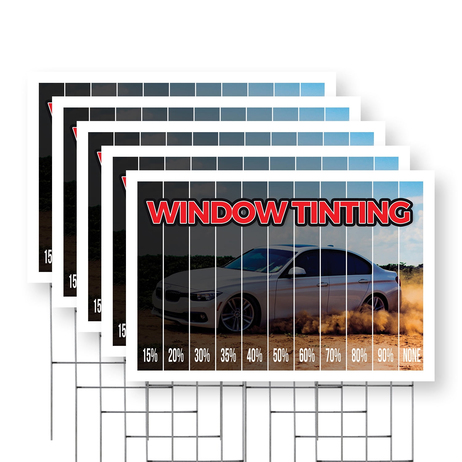 Window Tinting Percentage Yard Sign 5 Pack of 24 Inch x 36 Inch Double ...