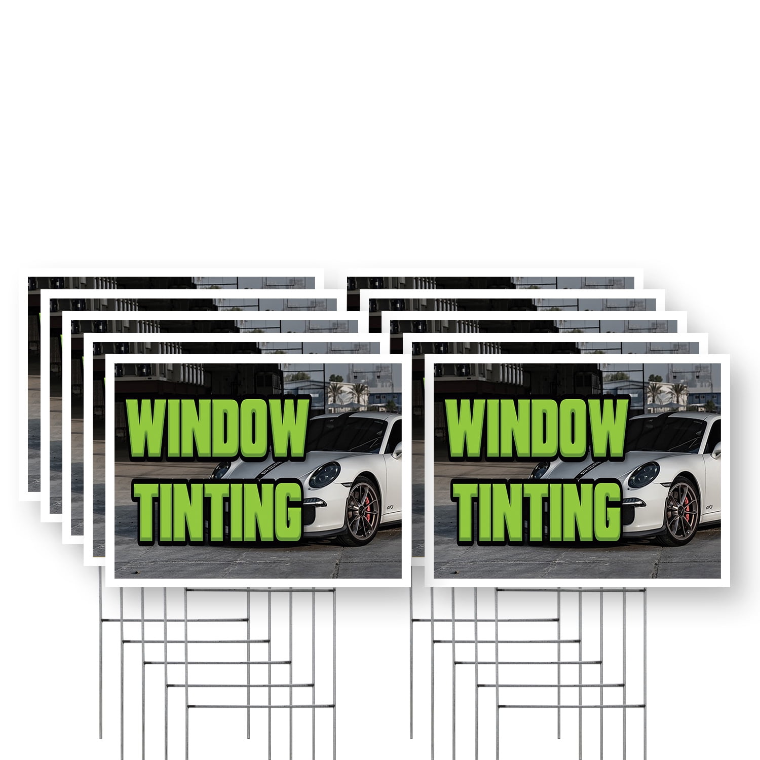 Window Tinting Yard Sign 10 Pack of 18 Inch x 24 Inch Double Sided ...