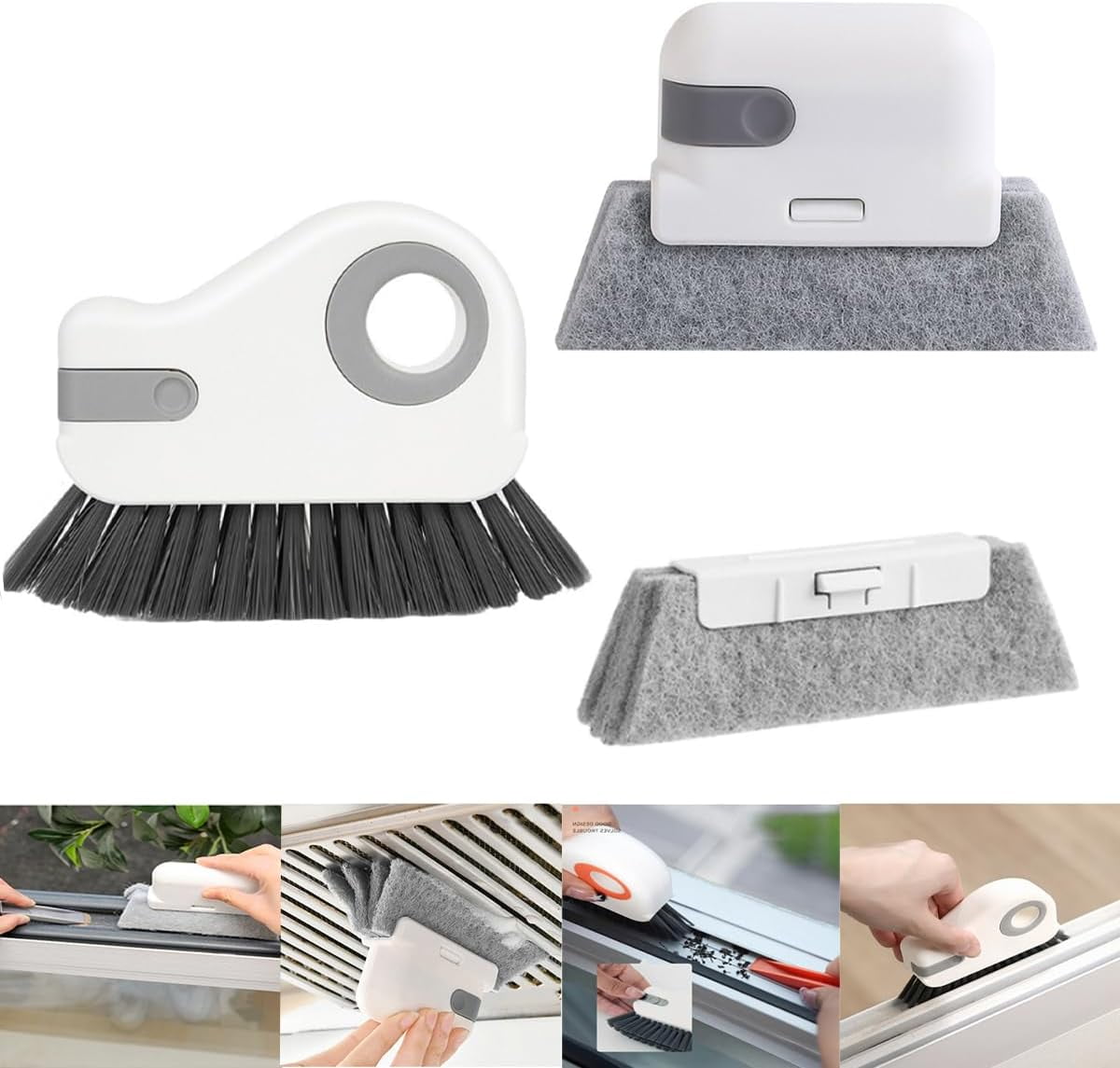 Window Track Cleaning Brush with Hidden Scraper for Sliding Door and ...