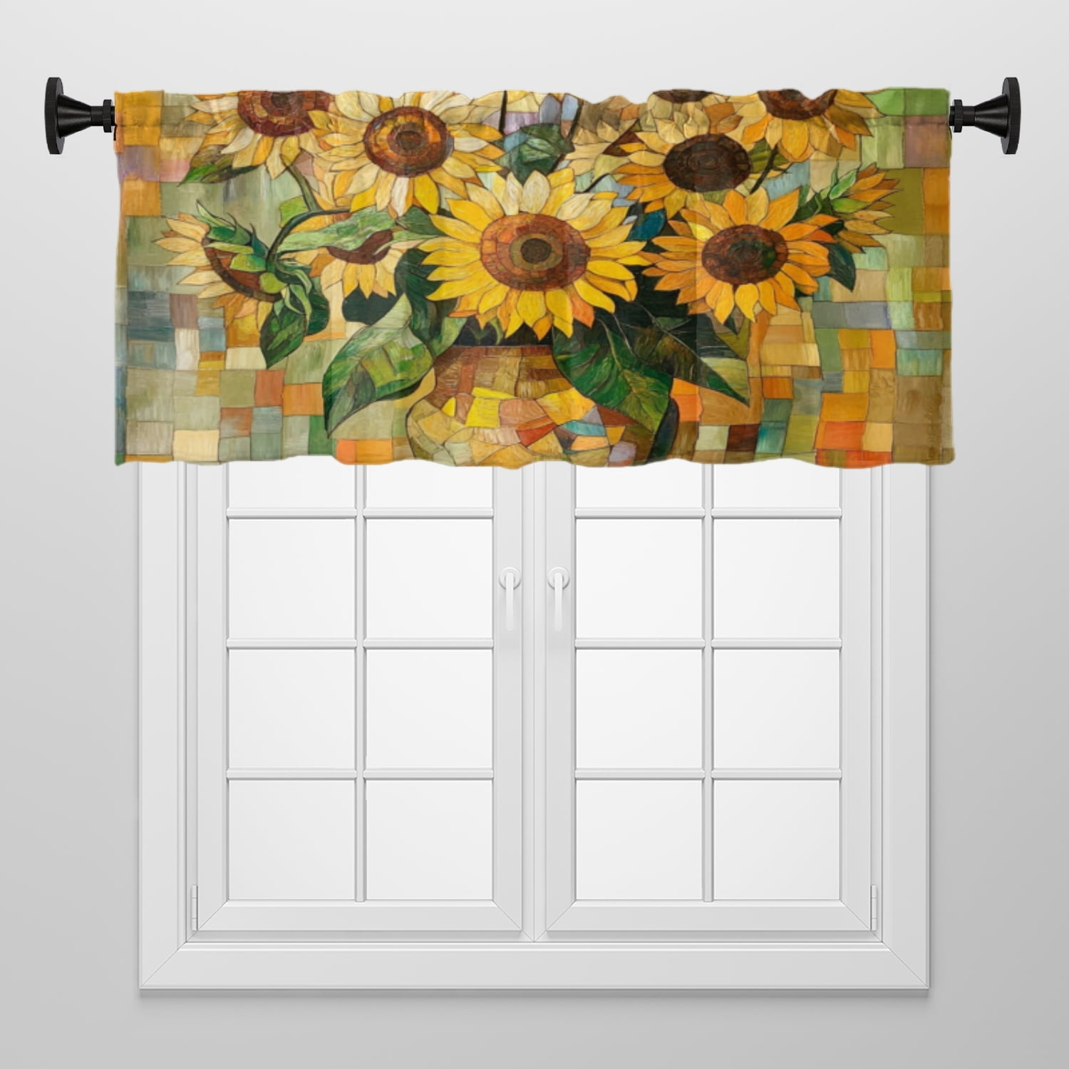 Window Treatment Tiers Solid Short Curtain for Small Window Bedroom 52 x 18 Inches, Stained ...