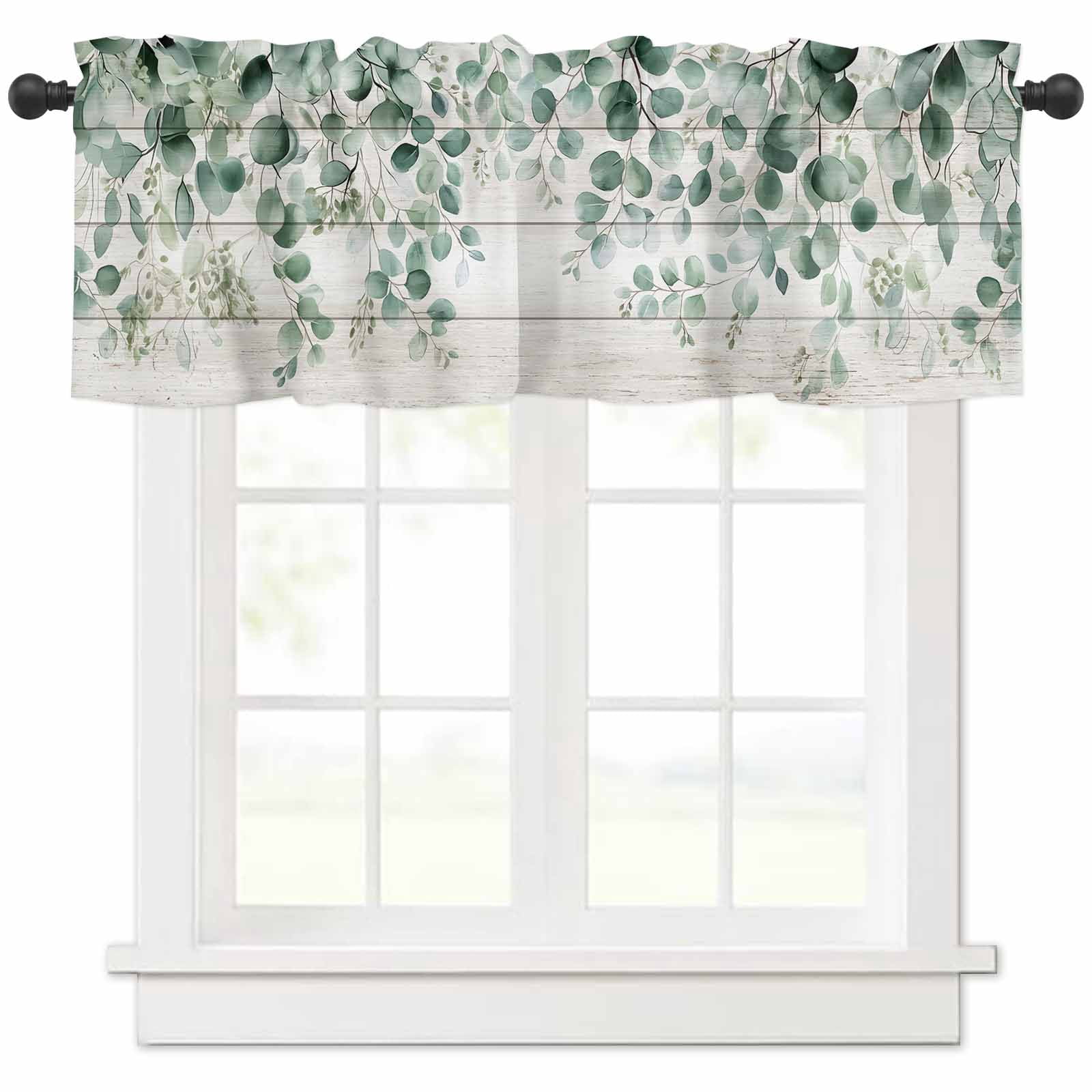 Window Treatment Valance Curtain, Eucalyptus Leaves Green Plants Board ...