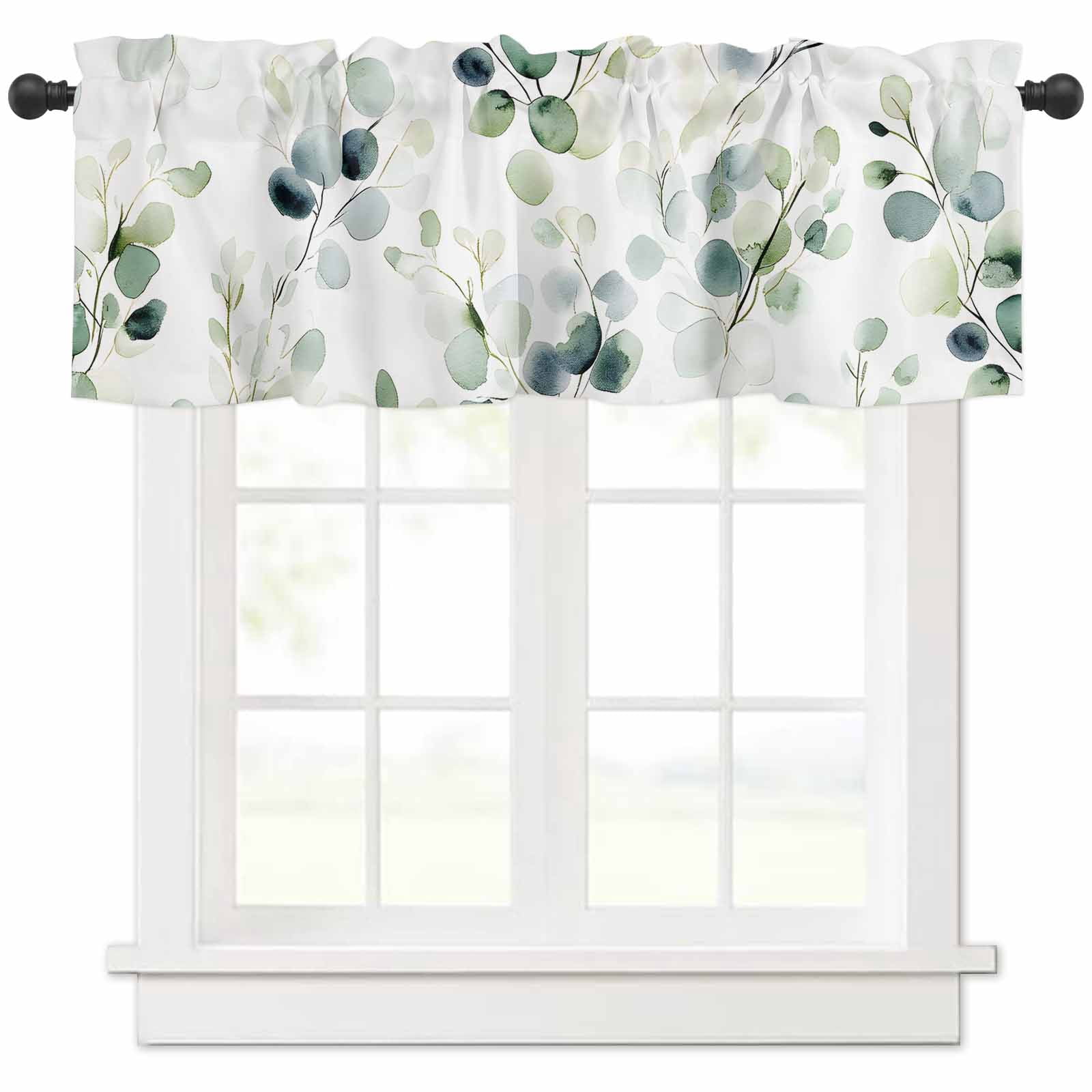 Window Treatment Valance Curtain, Eucalyptus Leaves Plant Green Spring ...