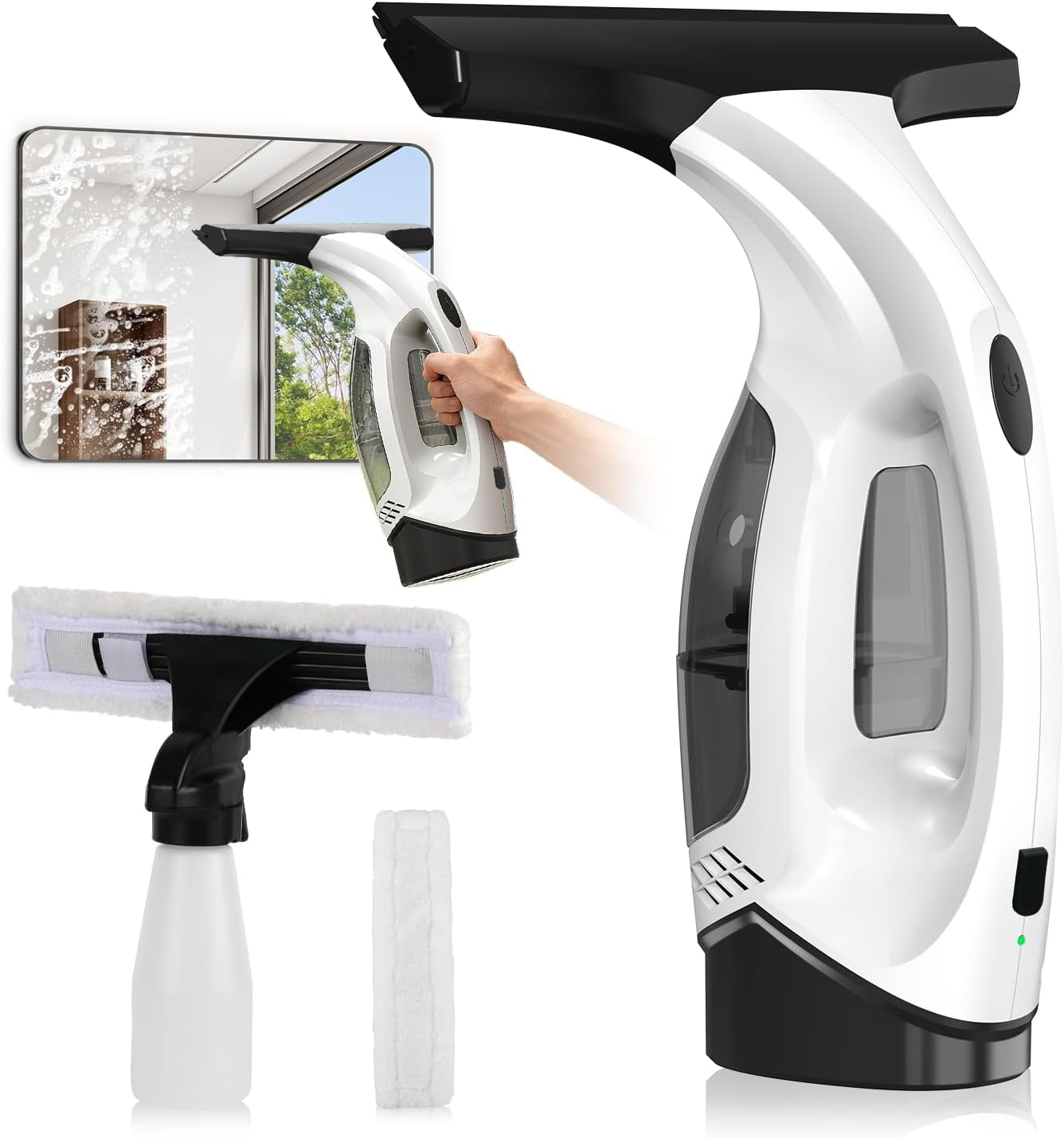 Window Vacuum Squeegee Cordless, 2000Pa Electric Window Cleaner Tool ...