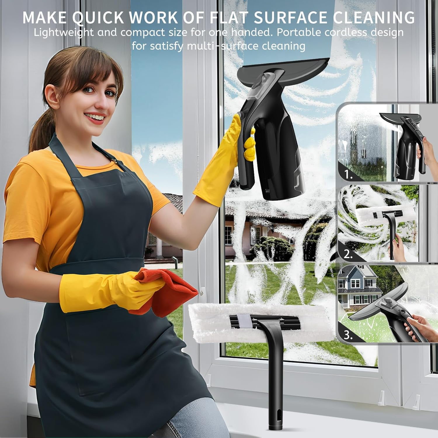 Window Vacuum Squeegee Cordless - Electric Window Cleaning Tool with ...