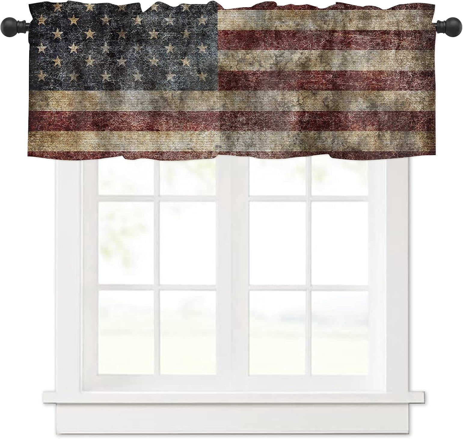 Window Valance Independence Day Rod Pocket Short Curtain Panels Vintage ...