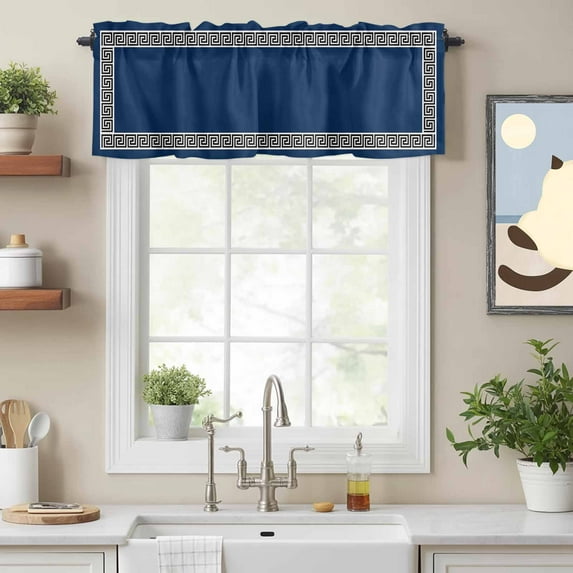 Window Valance for Kitchen,Abstract Greek Inspired Key Texture Rod ...