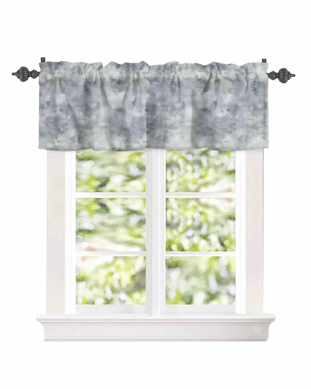 Window Valance for Kitchen,Vintage Blue Gradient Modern Pattern Rod ...