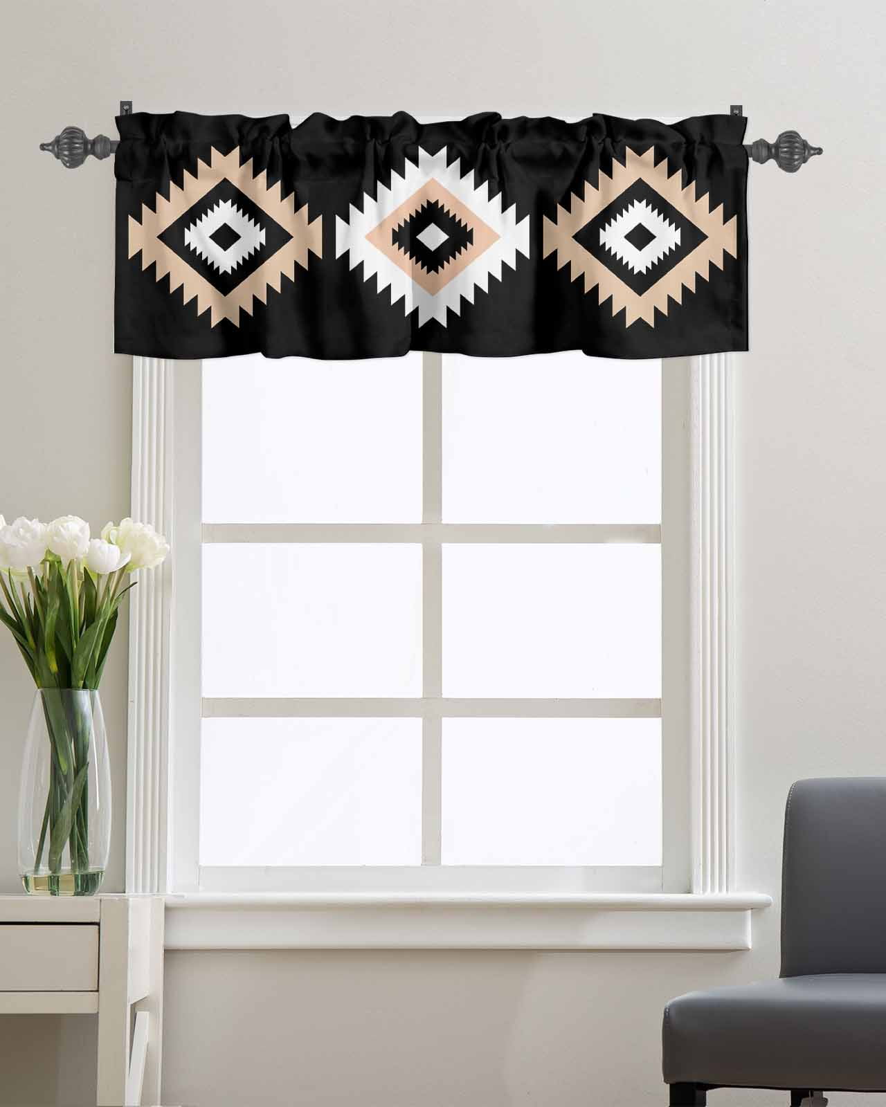 Window Valance Rod Pocket Short Curtain Panel Aztec Boho Tribal Pattern