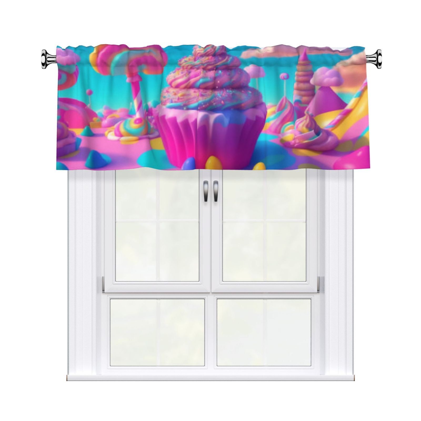 Window Valance for Living Room Bedroom Kitchen, Colorful Candyland With ...
