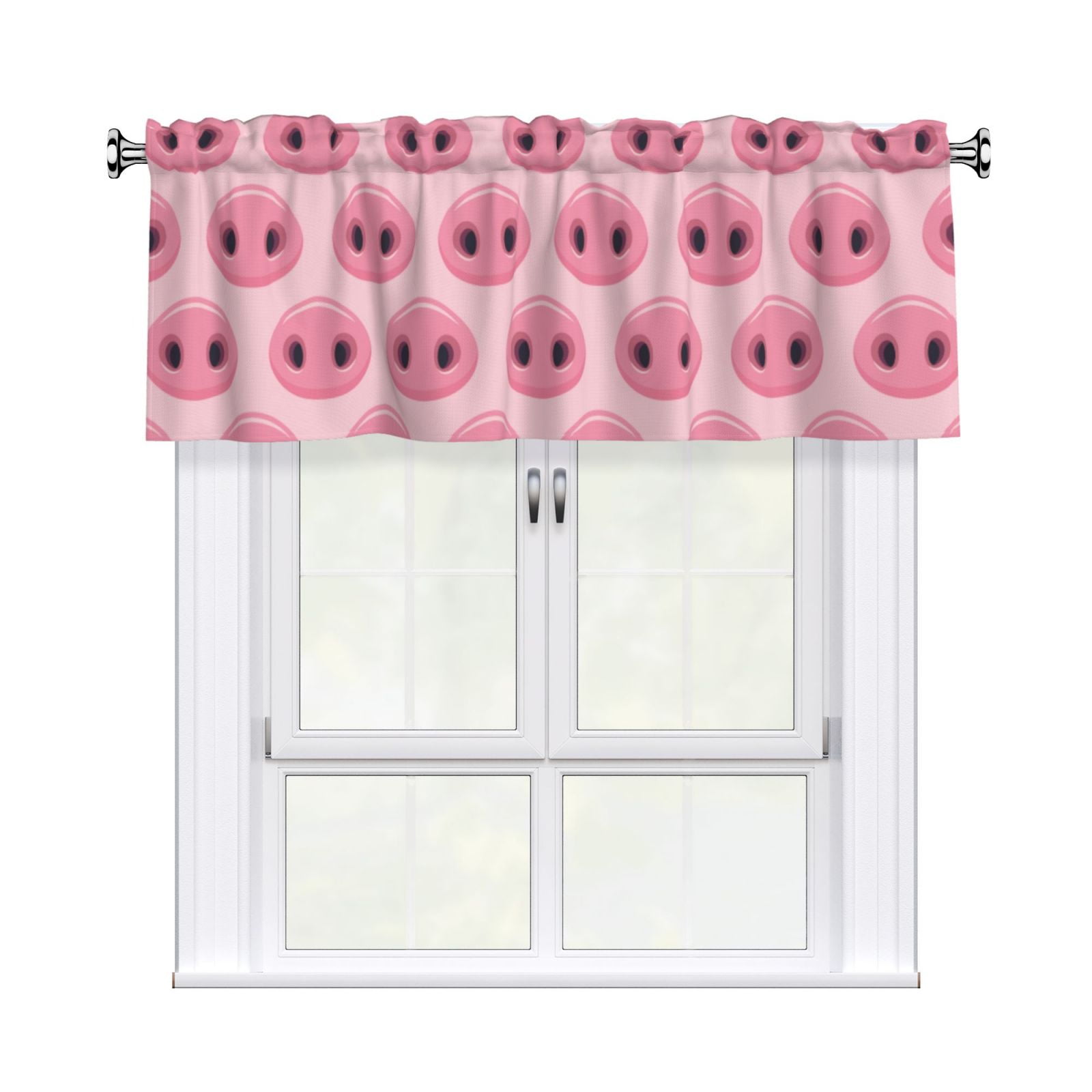 Window Valance for Living Room Bedroom Kitchen, Cute Pink Pigs Noses ...