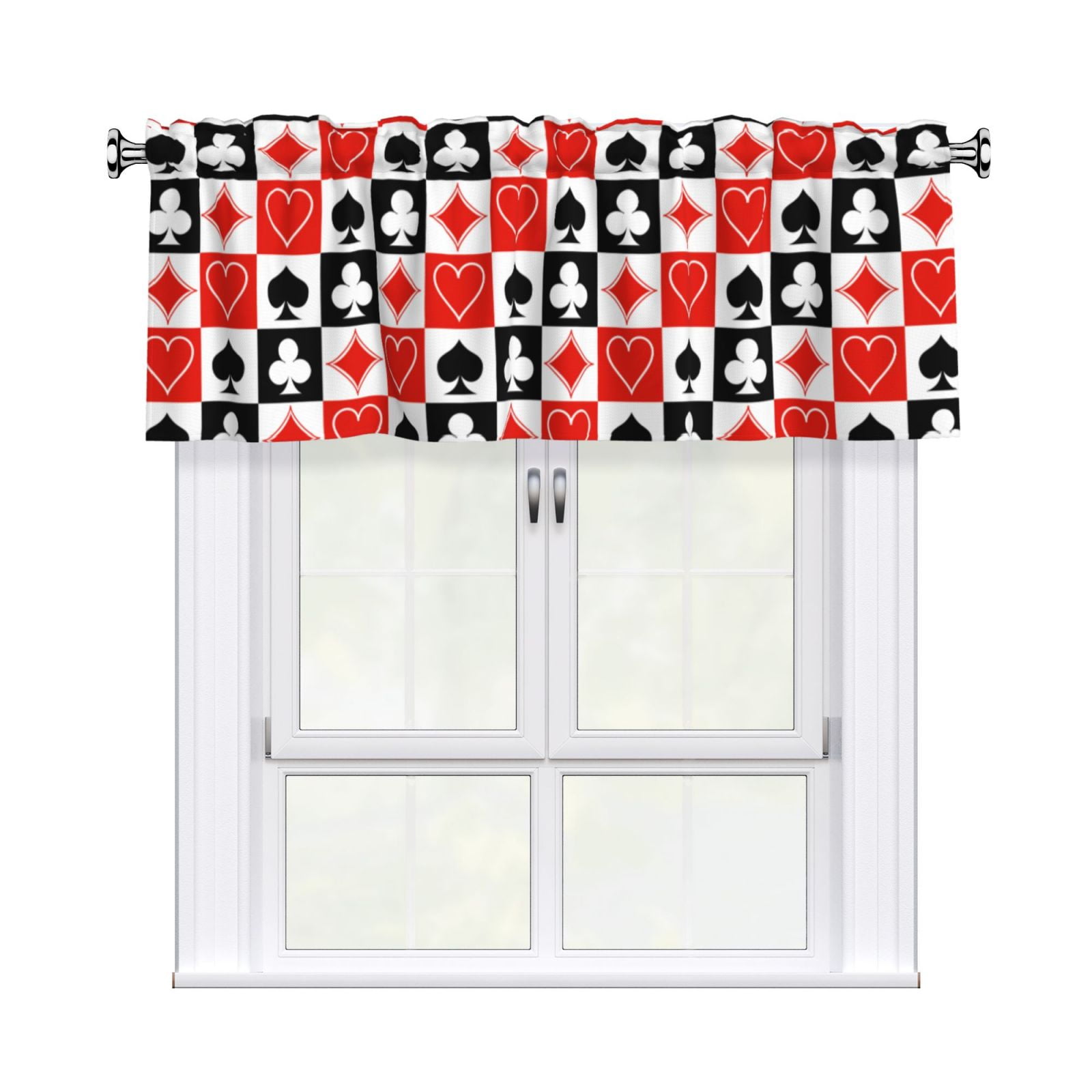 Window Valance for Living Room Bedroom Kitchen, Poker Playing Cards ...