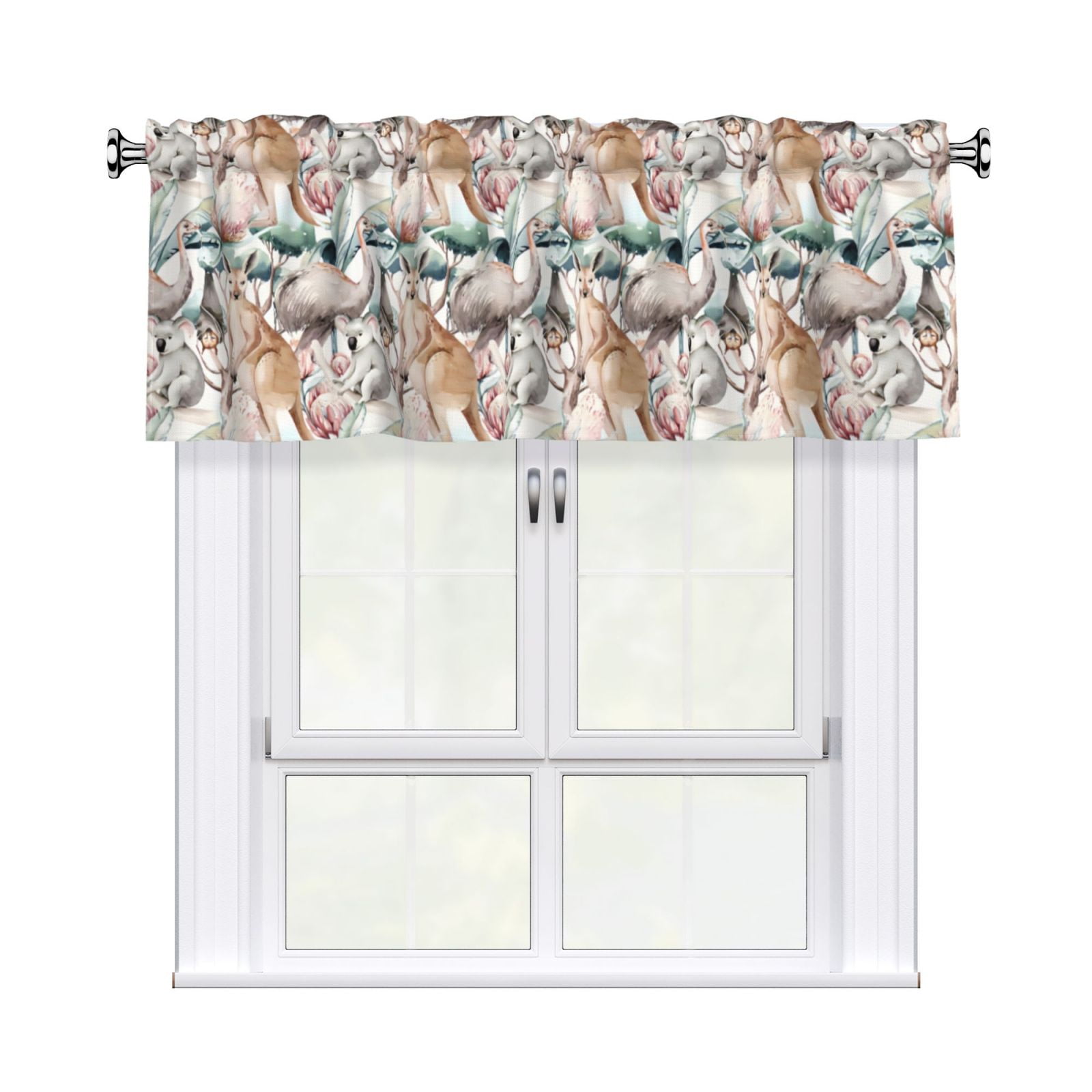 Window Valance for Living Room Bedroom Kitchen, Watercolor Australian ...