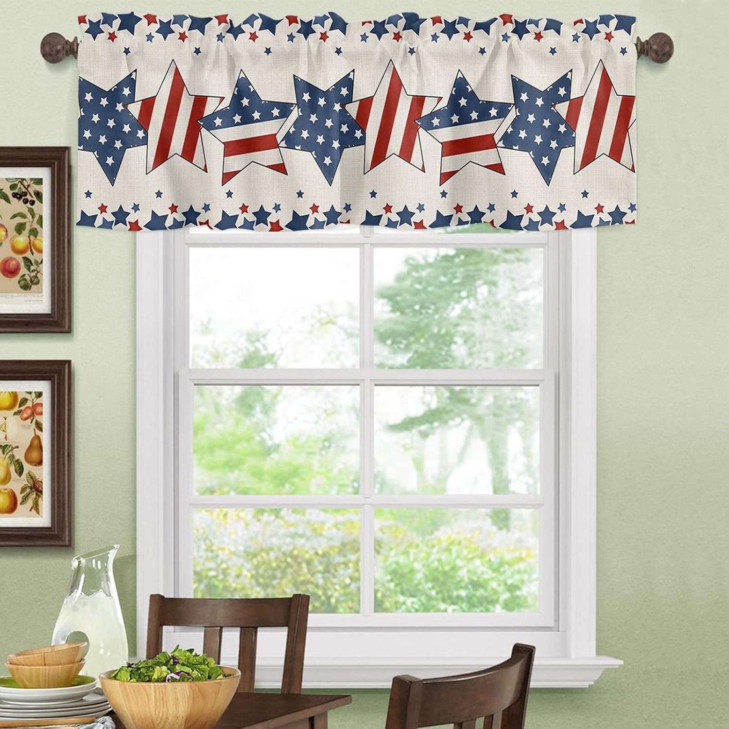 Window Valances Independence Day American Flag Patriot Pentagram Red ...