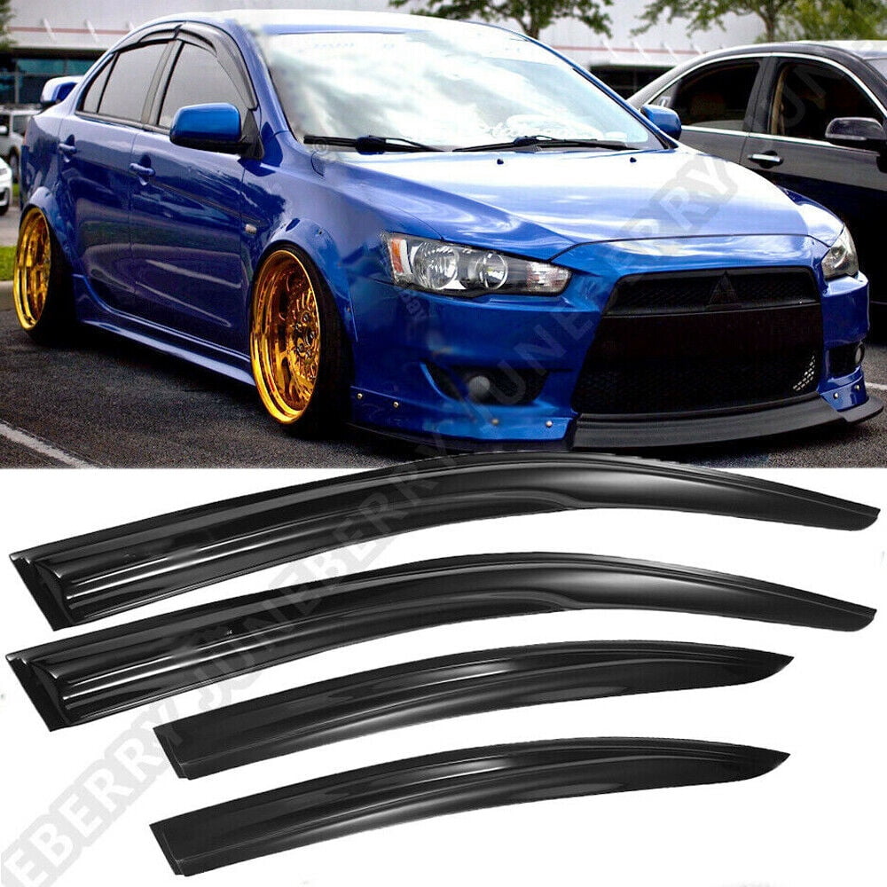 Window Vent Visor FITS 08-17 Mitsubishi Lancer Mugen Style Rain/Sun ...