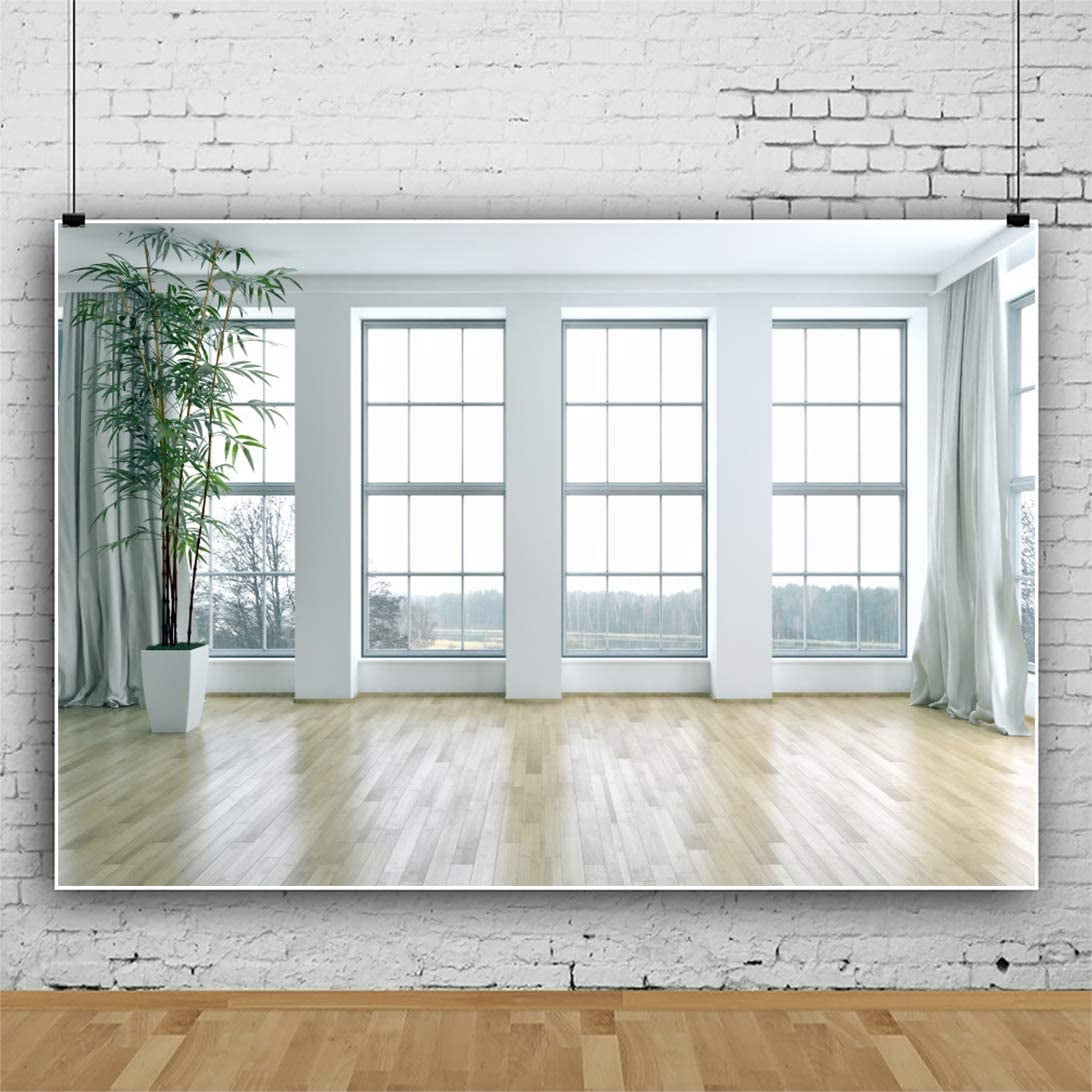 Window View Backdrop Wood Floor Boudoir Living Room Curtain Zoom ...