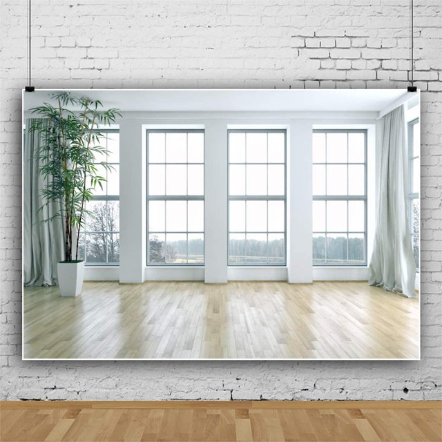 Window View Backdrop Wood Floor Boudoir Living Room Curtain Zoom ...