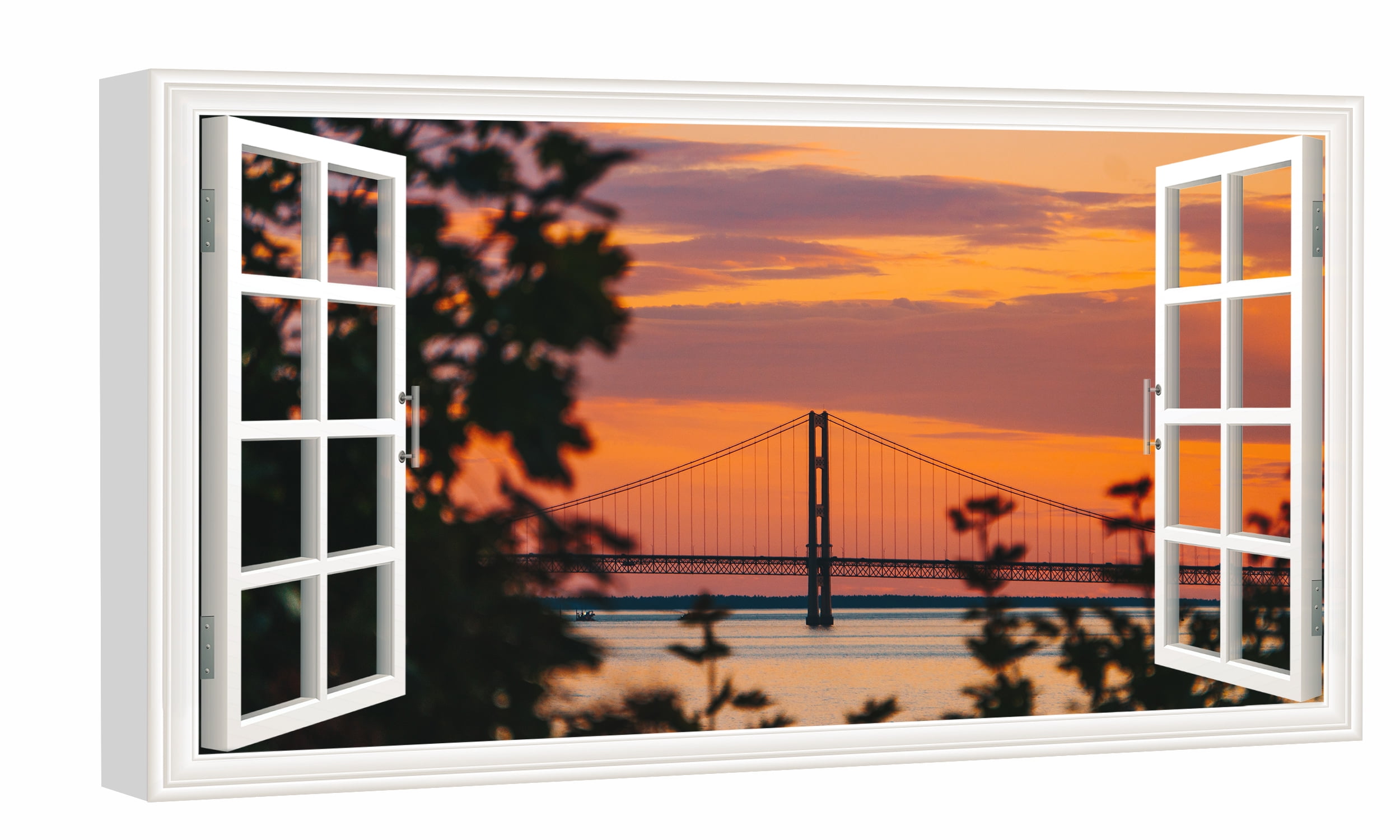 Window View of Golden Gate Bridge Sunset Canvs Art Fake Open Window ...