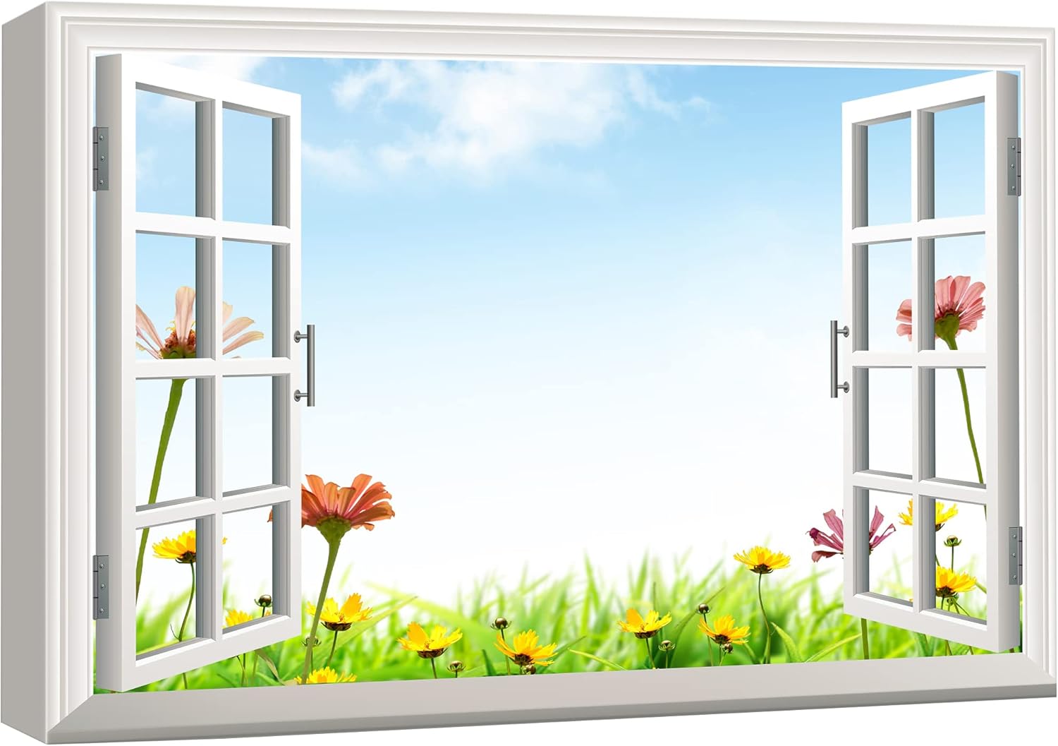 Window View Spring Pink & Yellow Daisy Field Nature Wilderness ...