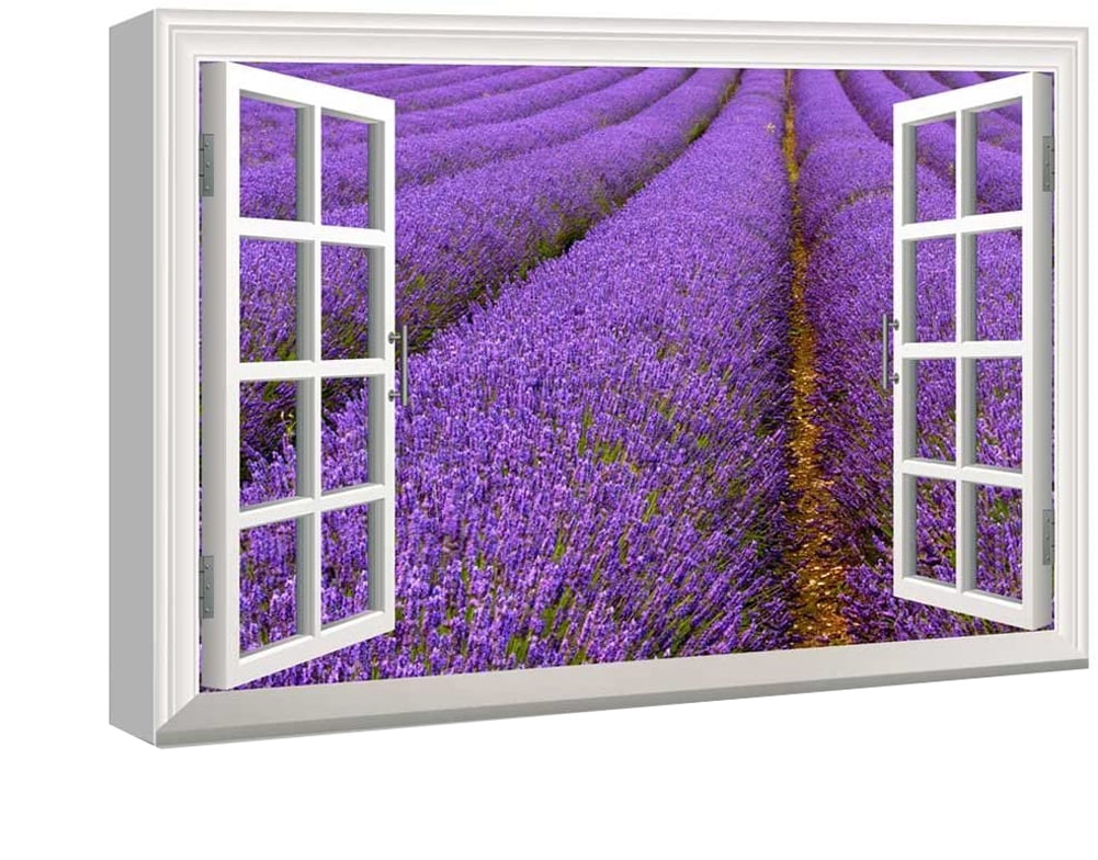 Window View Wall Art 3D Creative Lavender Picture Gallary Wrapped ...