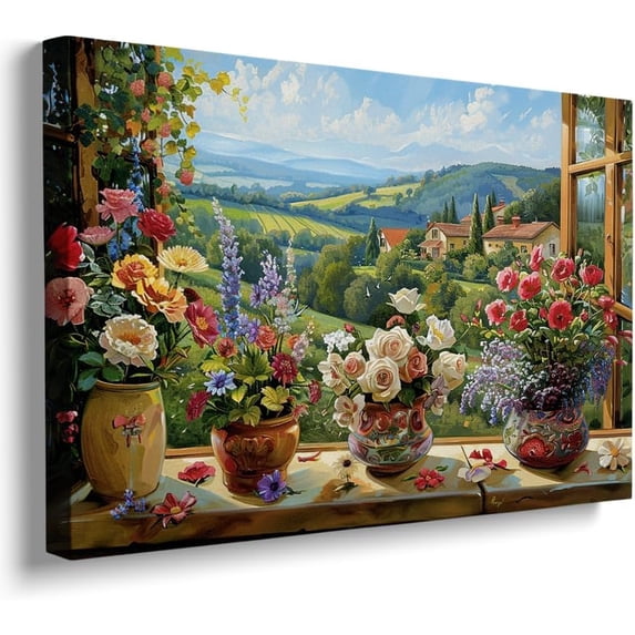 Window View Wall Art English Countryside and Garden Flower images ...