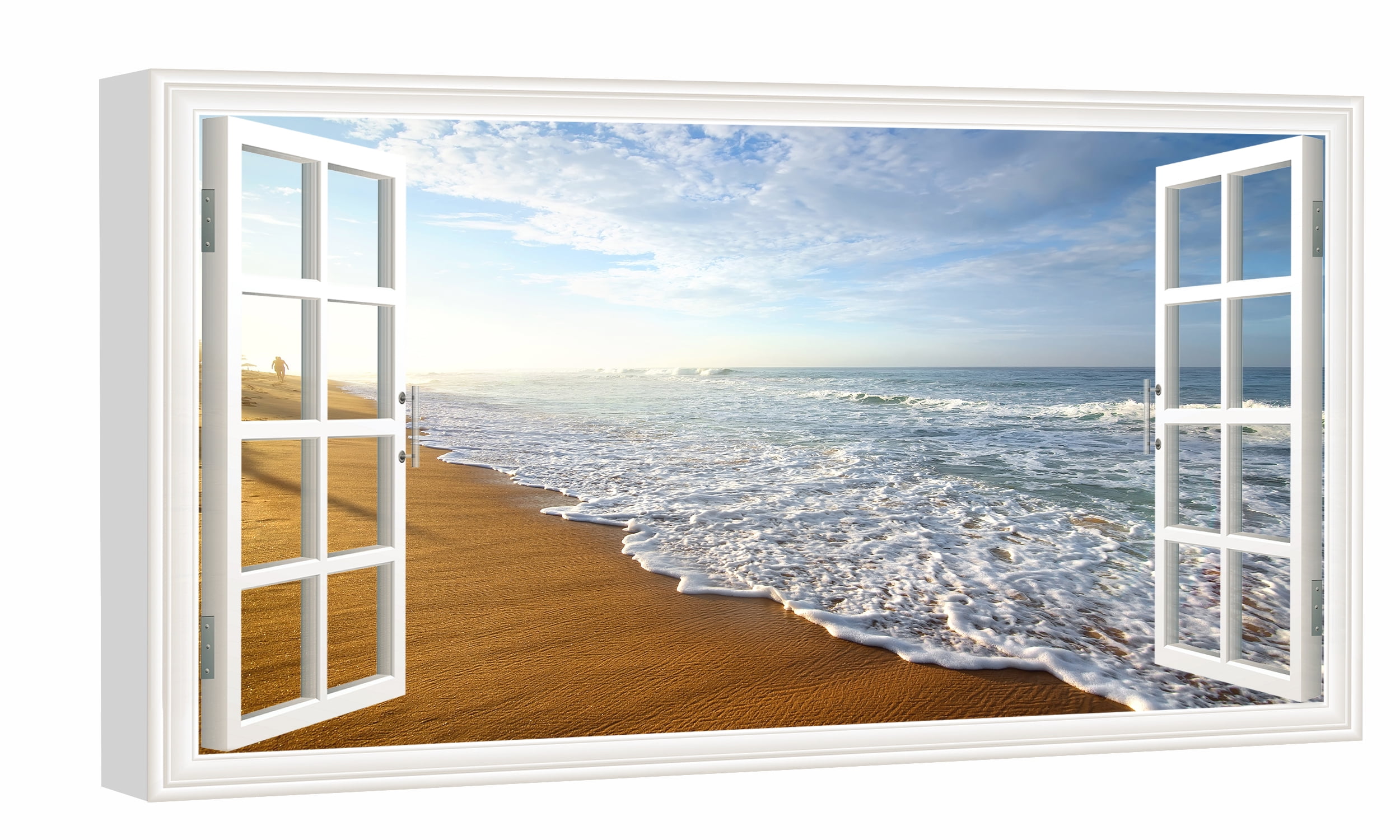 Window View of Beach Ultra Canvs Art Fake Open Window Wall Art Beach ...
