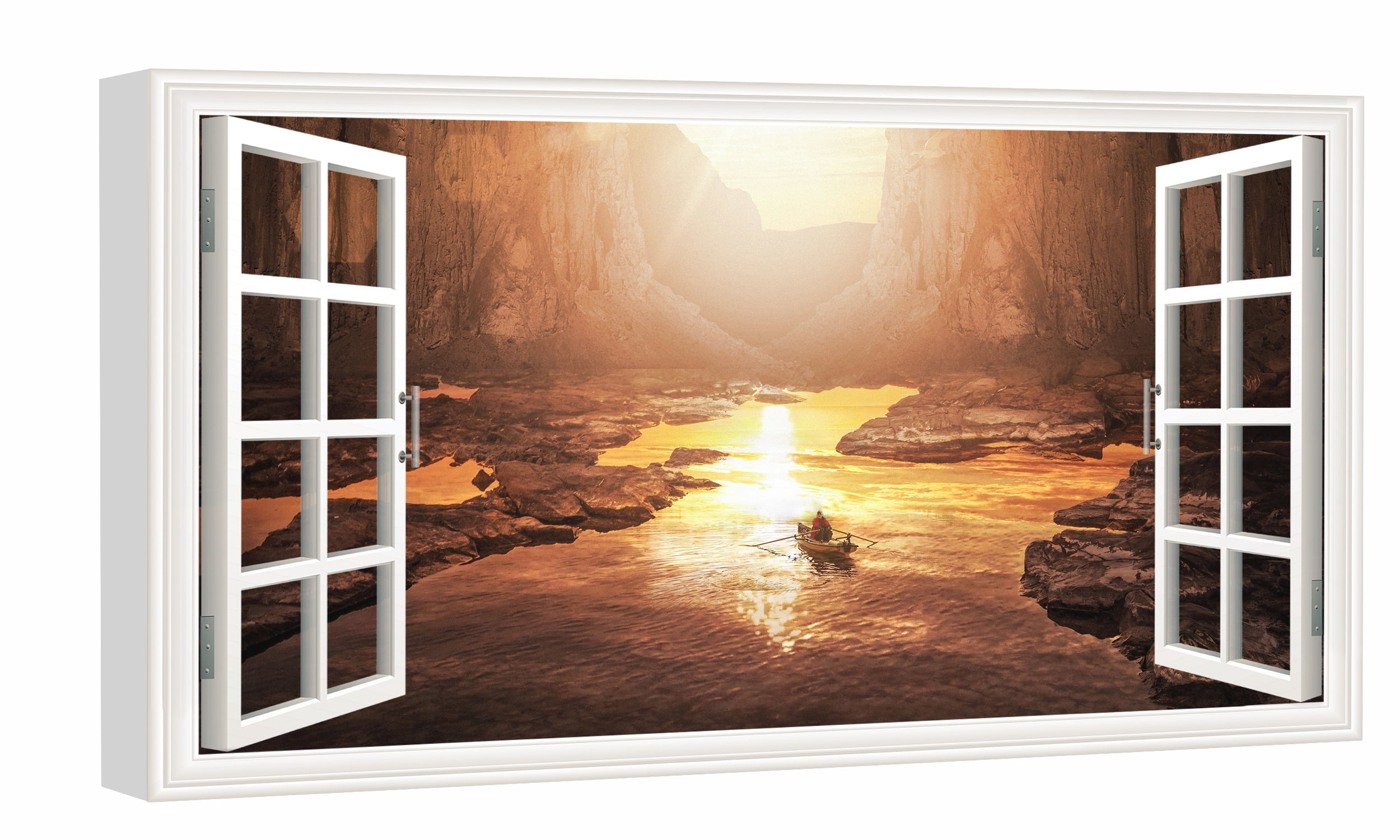 Window View of Kayak Canvs Art Fake Open Window Wall Art Kayak Framed ...