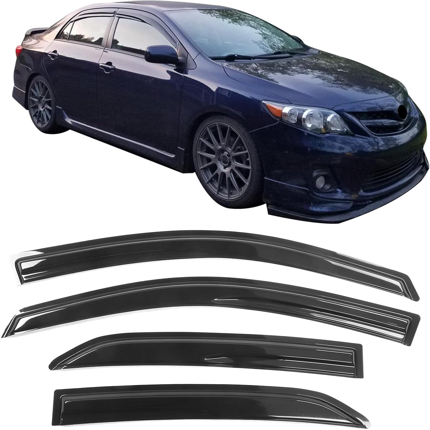 Window Visor Compatible with 2009-2013 Toyota Corolla, Acrylic Smoke ...
