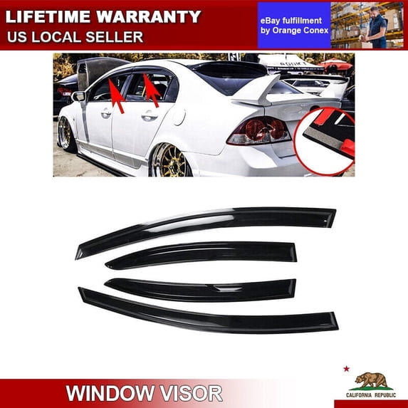 Window Visor Rain Guard For 1996-2020 Honda Civic Sedan JDM 3D Wavy ...