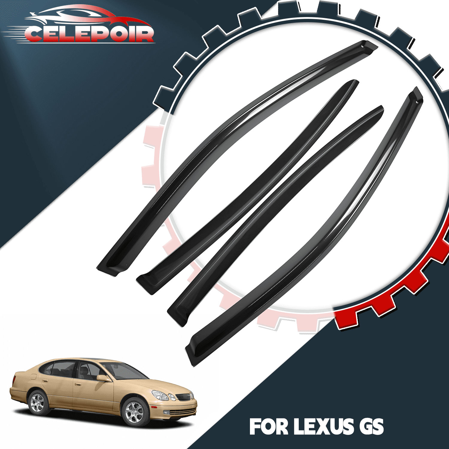 Window Visor Vent Rain Guard Deflector For 1998-2005 Lexus GS300 GS400 ...