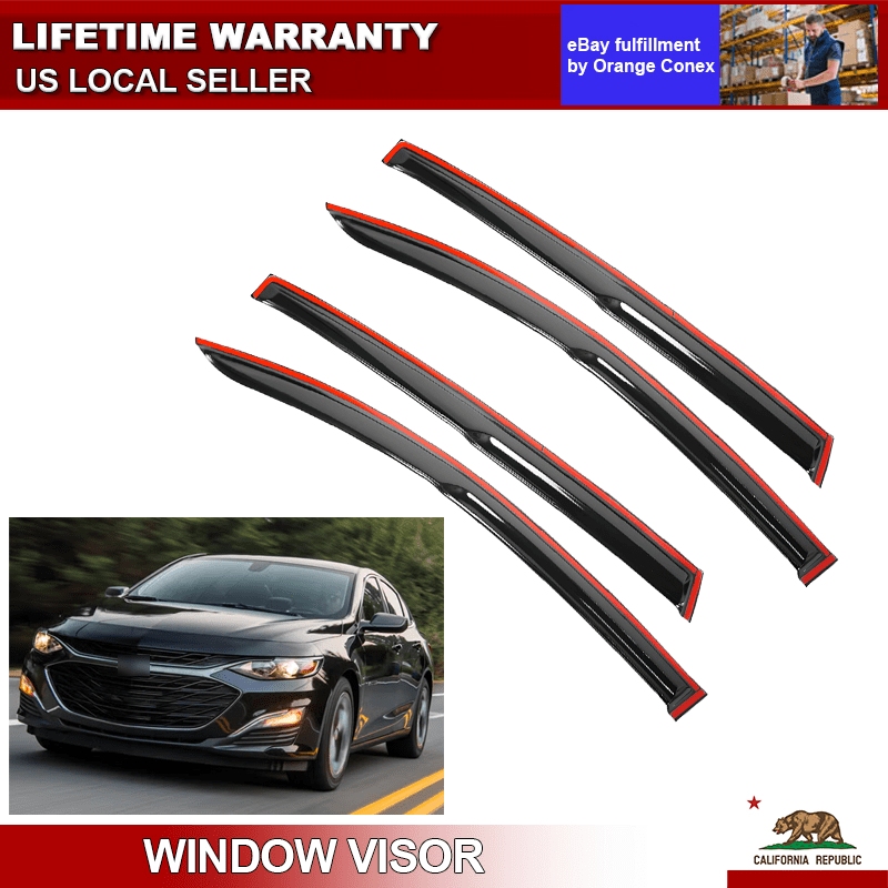 Window Visor Vent for Chevy Malibu 4-Door Sedan 2016-2024 Rain Guard ...