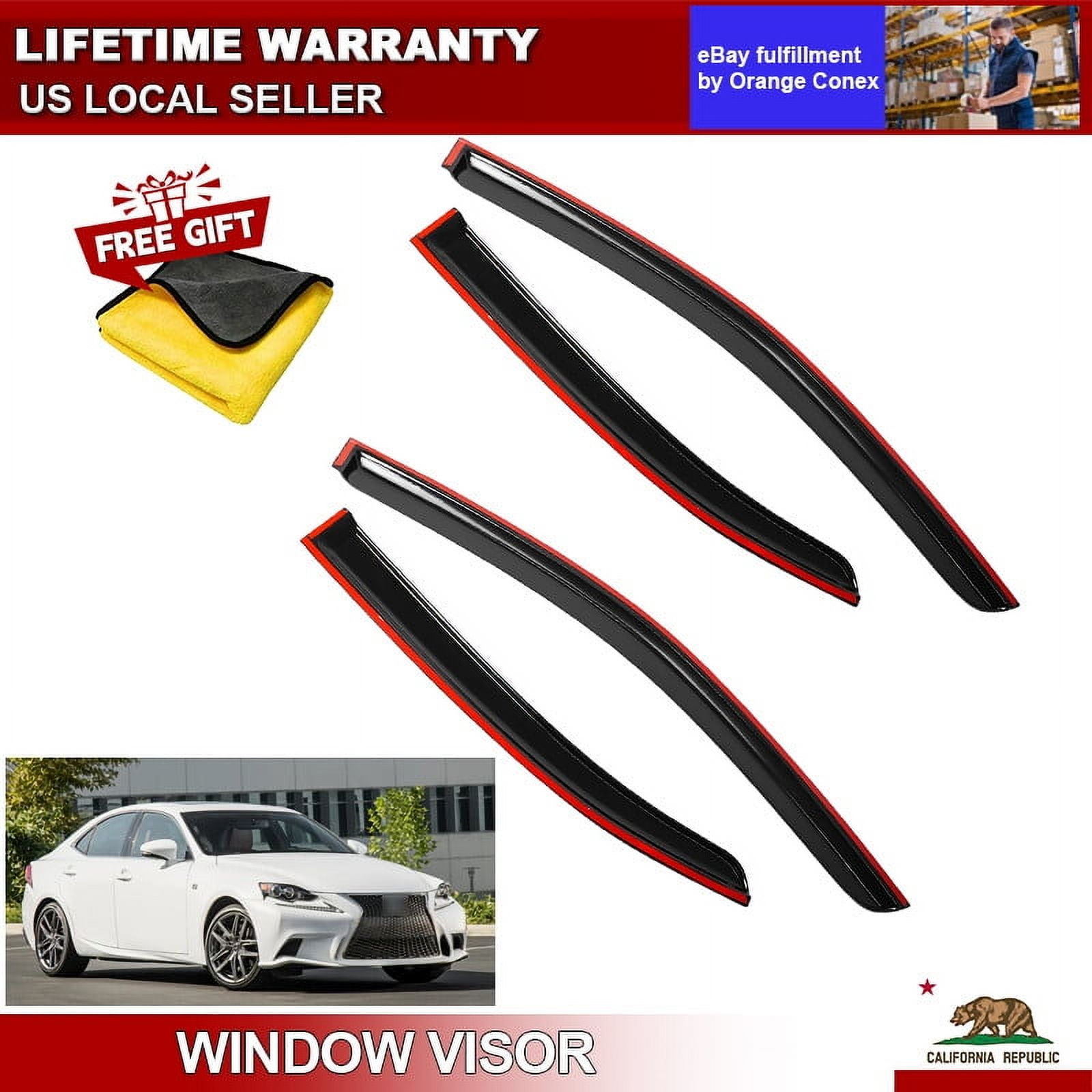 Window Visors For 2014-2020 Lexus IS300 IS350 IS500 Tape-On Sun Rain Guard - Walmart.com