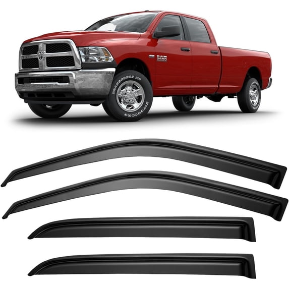 Window Visors Rain Guards for 2009-2018 Ram 1500 Crew/Mega Cab/Full ...