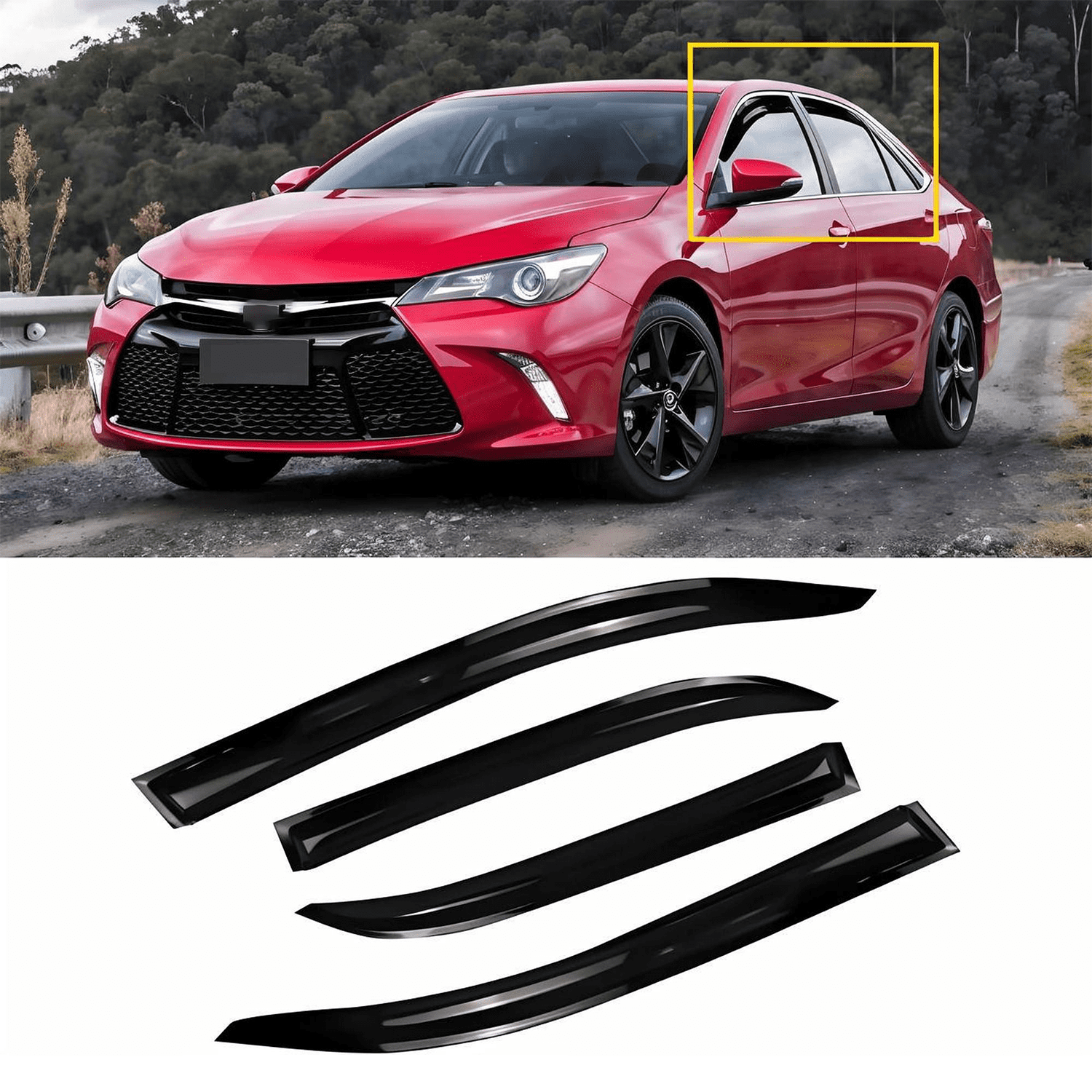 Window Visors Rain Guards For 2012-2017 Toyota Camry JDM 3D Wavy Mugen ...