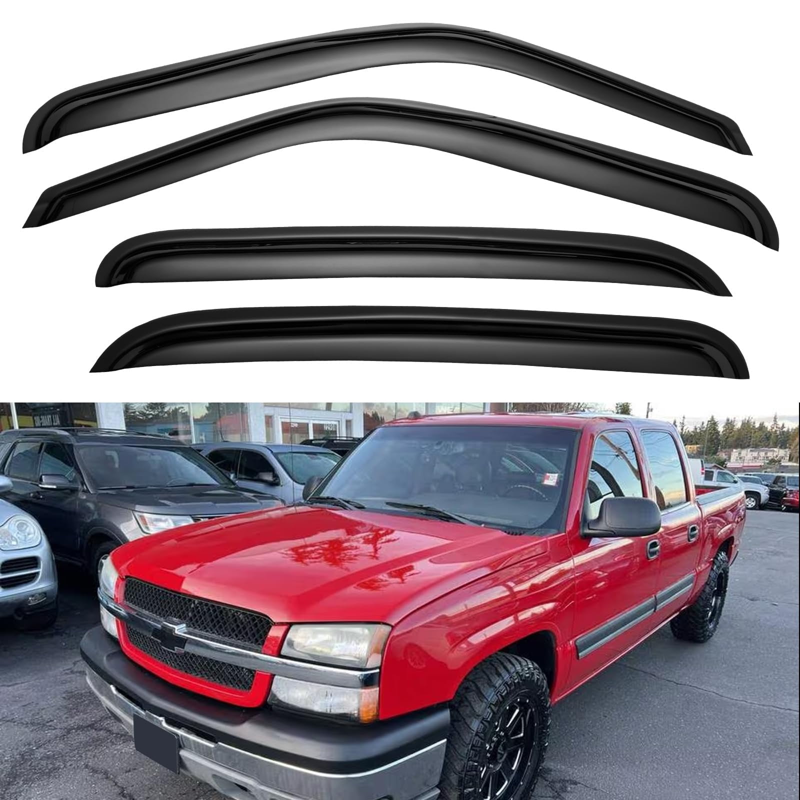 Window Visors Rain Guards RRF12 for 2001-2007 Chevy Sierra, Window Vent ...